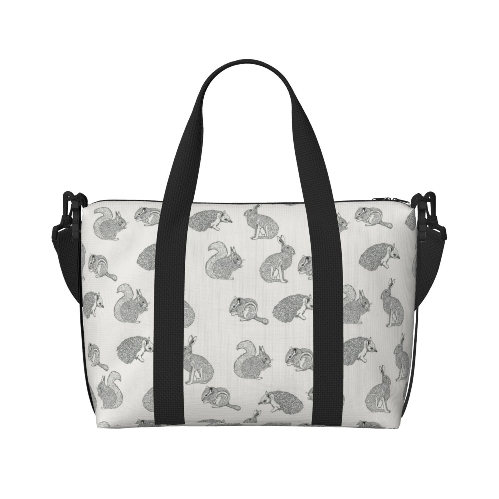 Travel Bag, Sketch Squirrel Hedgehog Rabbit Carry On Duffle Bags ...