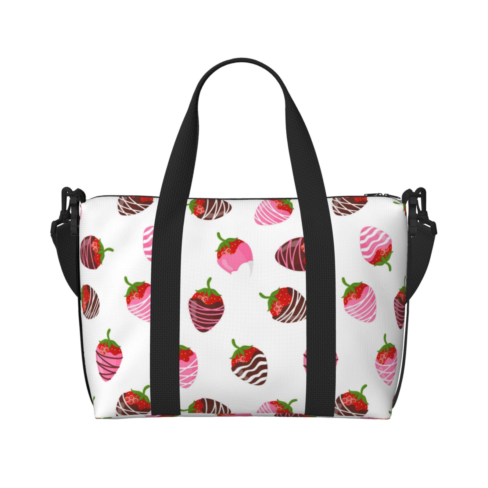 Travel Bag, Striped Chocolate Strawberry Print Carry On Duffle Bags ...