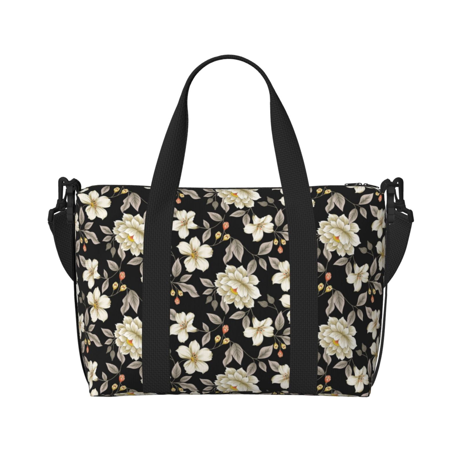 Travel Bag, White flower Carry On Duffle Bags Overnight Weekender Bags ...