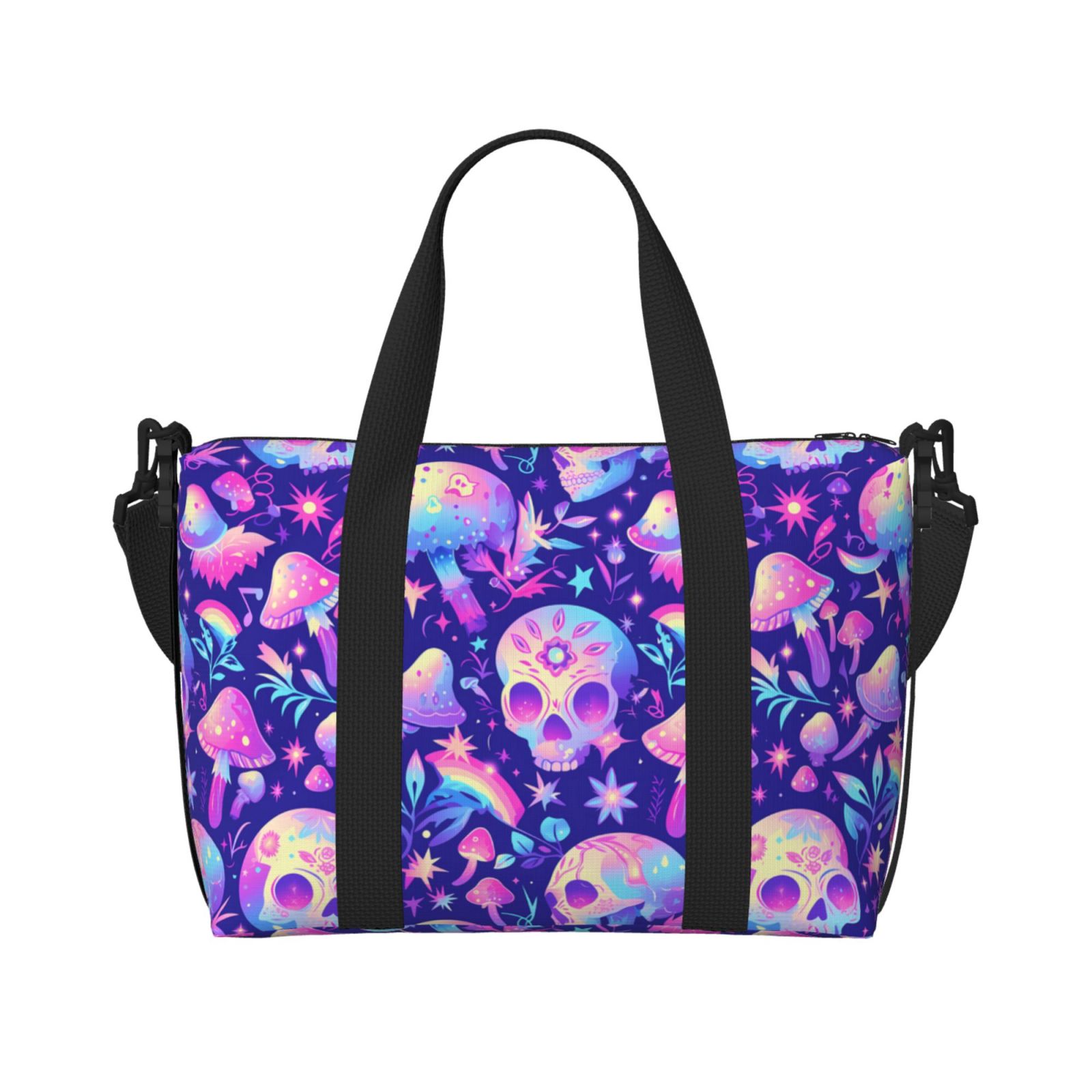 Travel Bag, colorful mushroom Skull rainbow Carry On Duffle Bags ...