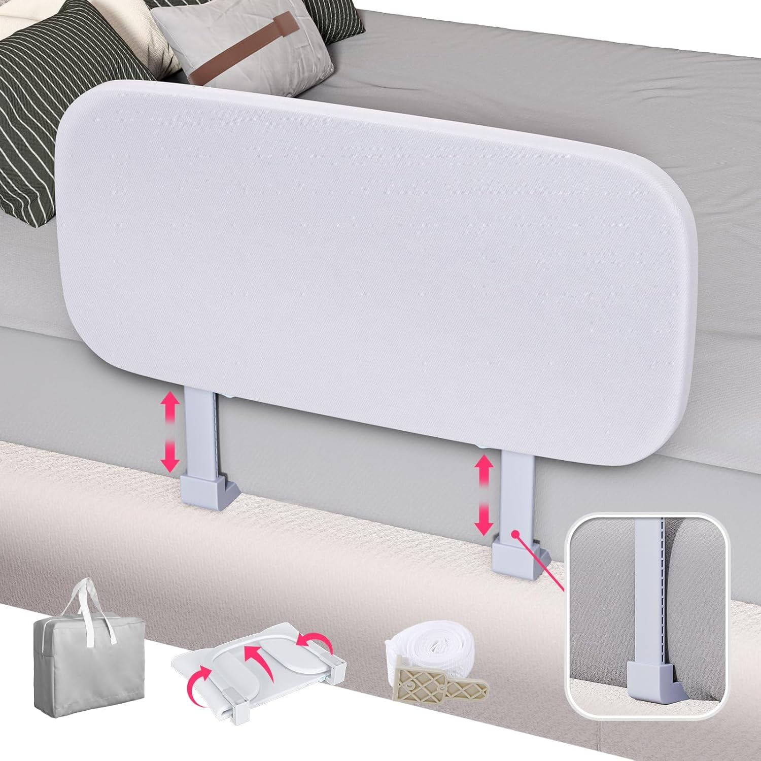 Travel Bed Rails for Toddlers - Foldable Portable Safety Rail with No ...