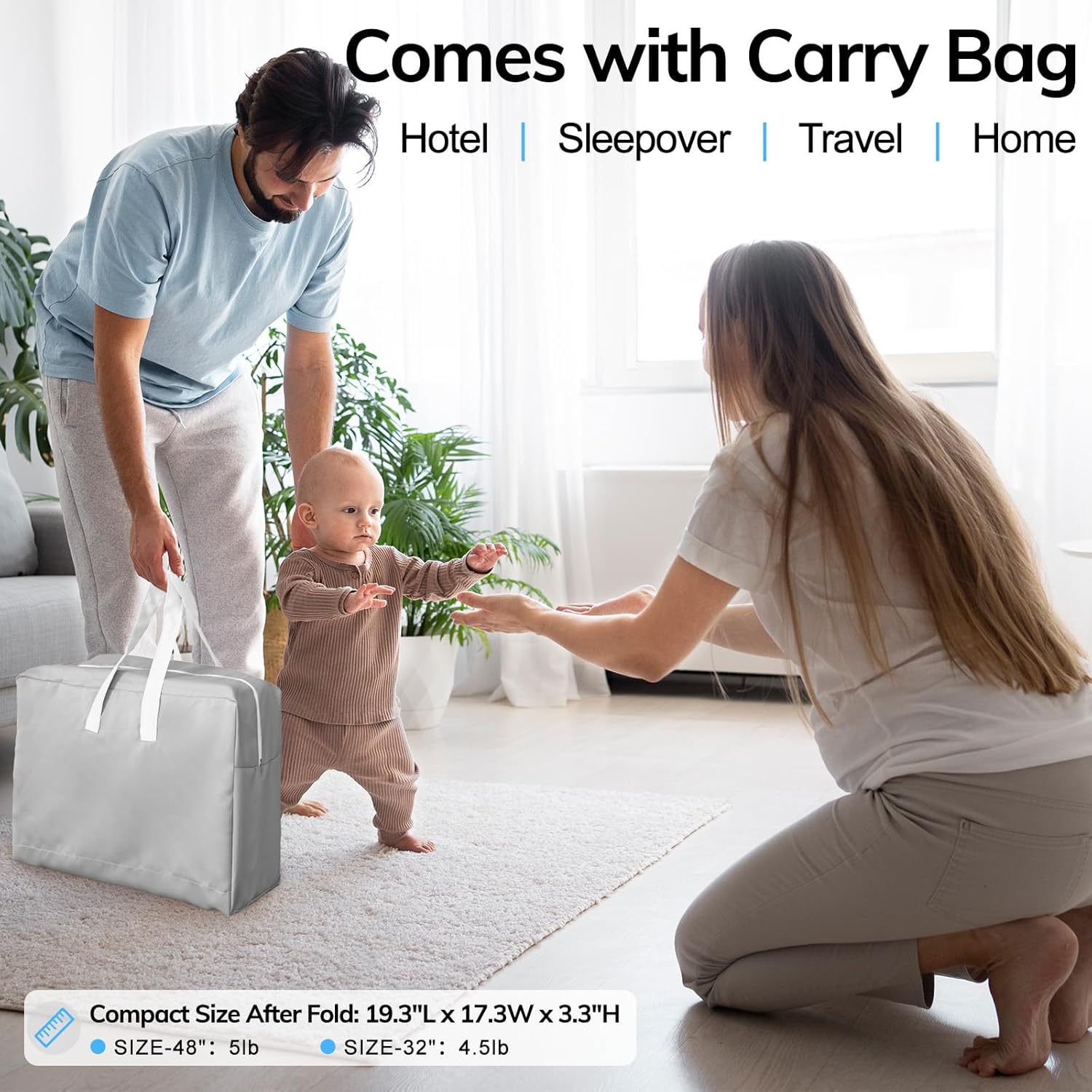 Travel Bed Rails for Toddlers - Foldable Portable Safety Rail with No ...