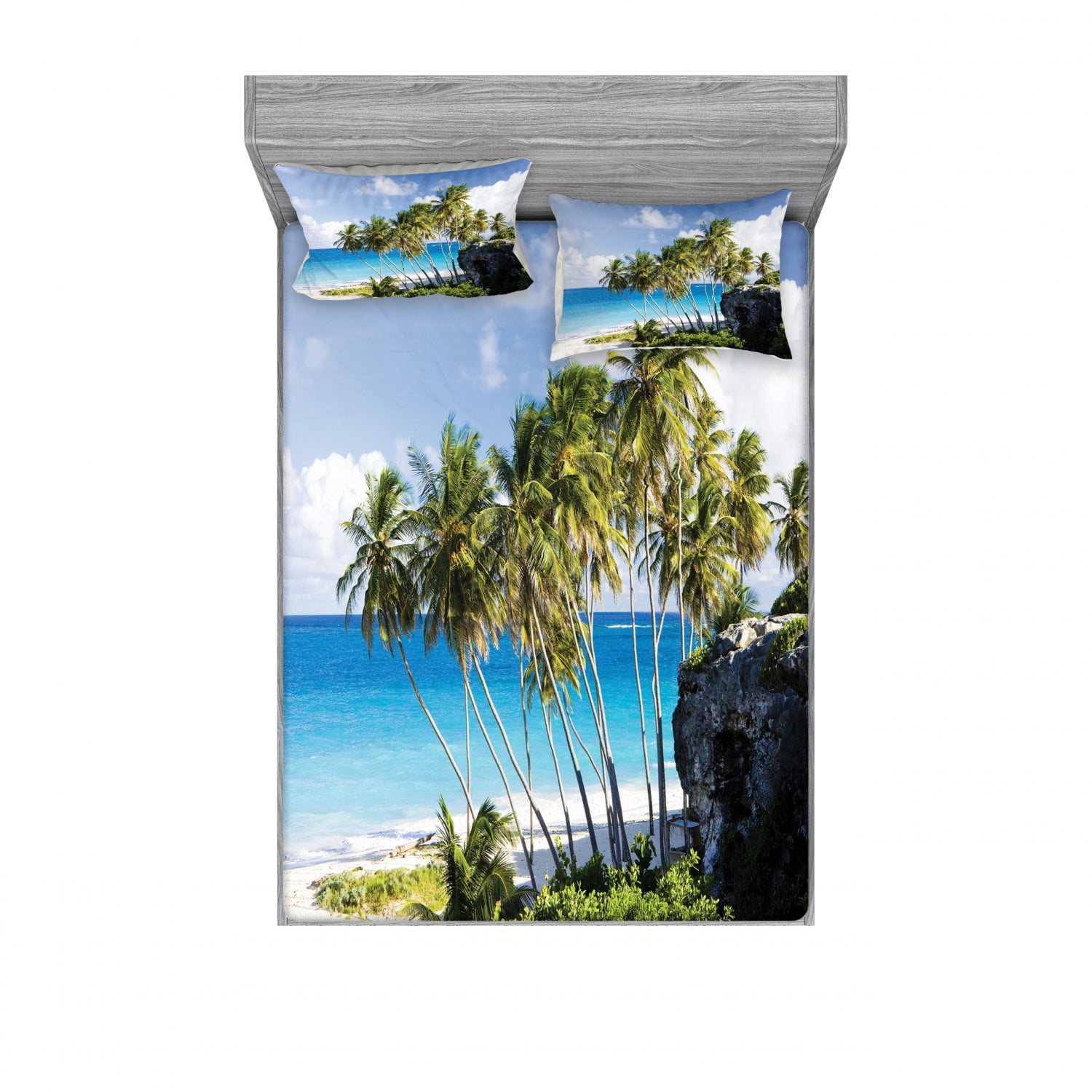 Travel Bedding Set with Sheet & Covers, Caribbean Island Overlook with ...