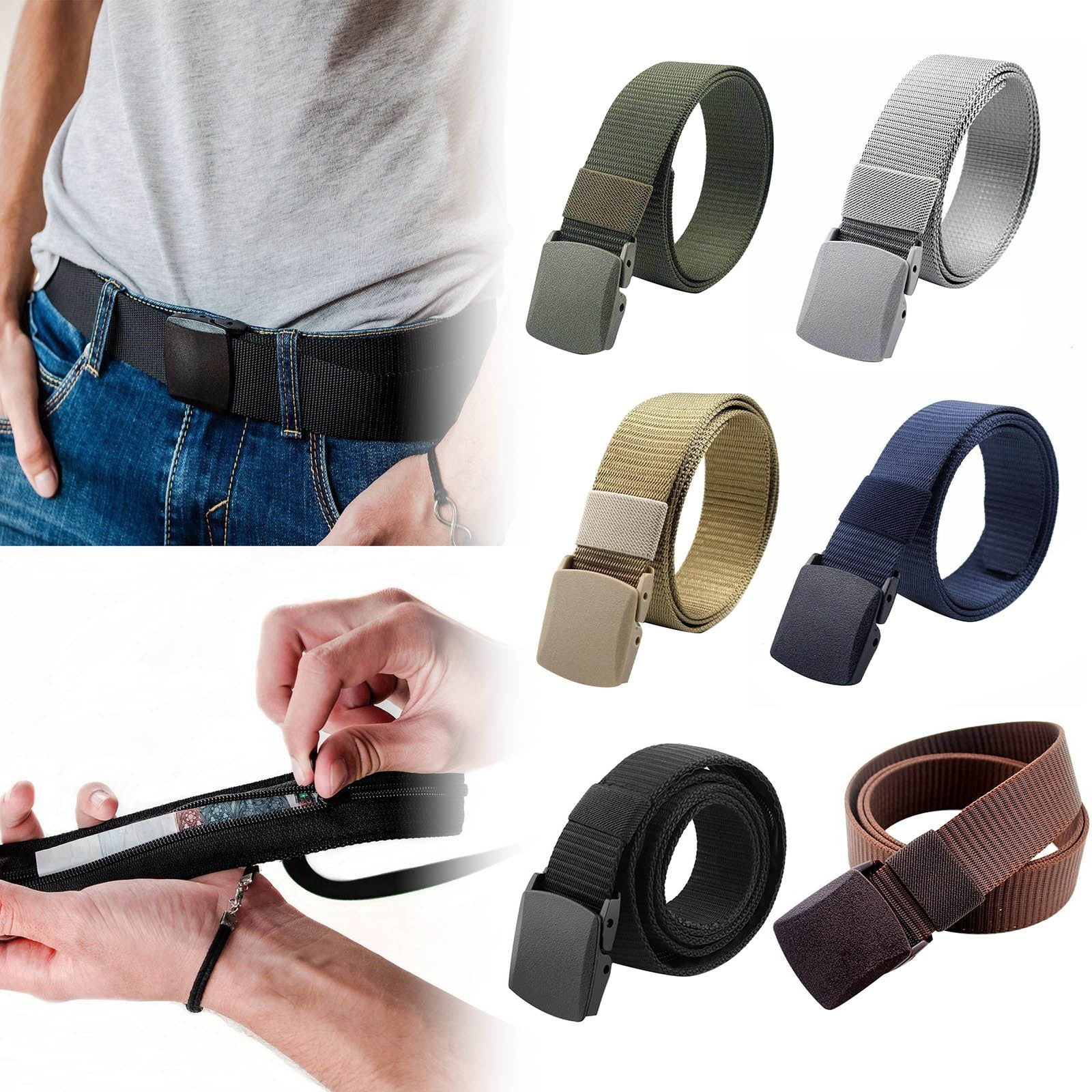 Travel Belts for Men Nylon Travel Belt with Hidden Compartment Pocket ...