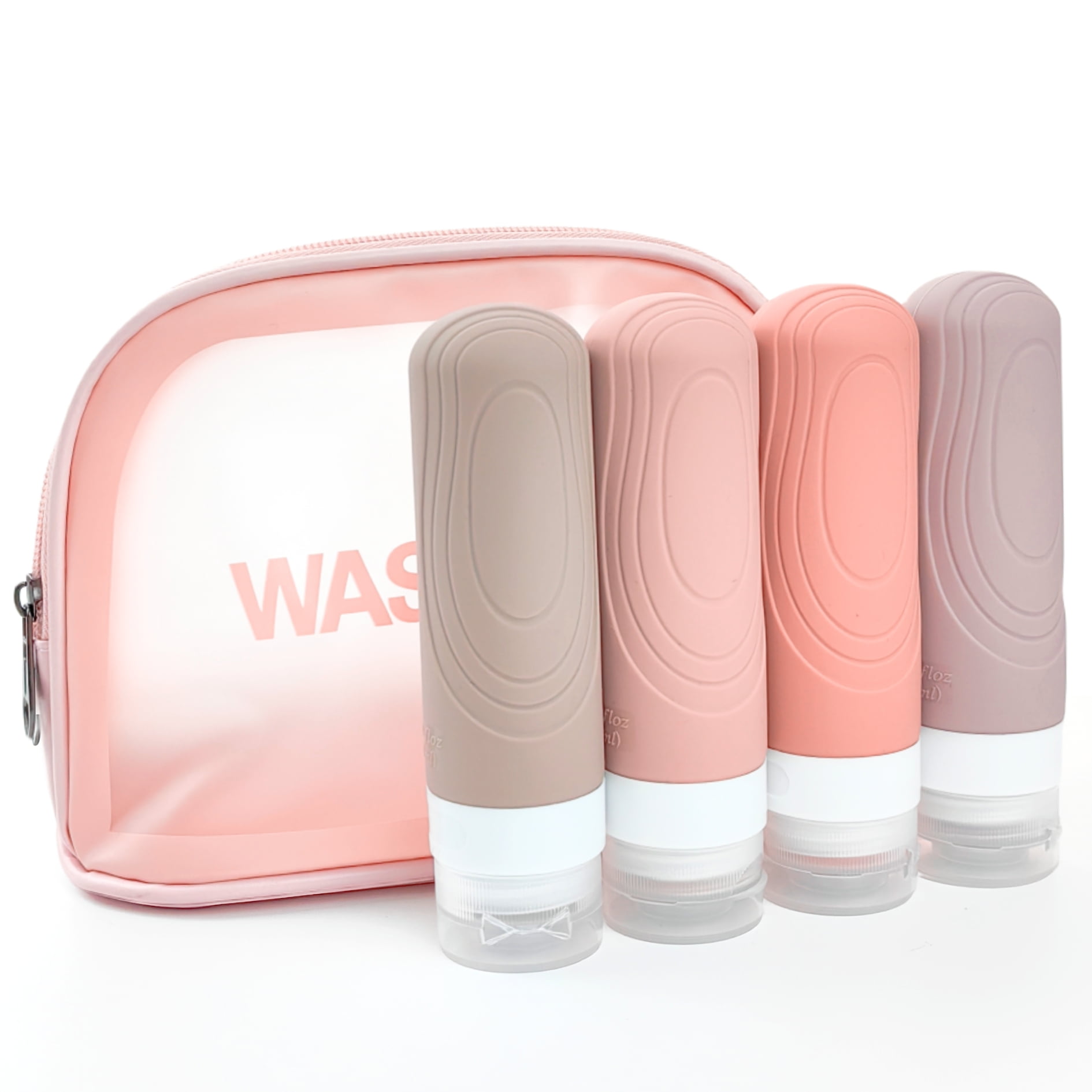 TSA-Approved Travel Toiletry Set: 3oz Leak-Proof Silicone Bottles with ...