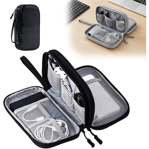 Travel Cable Organizer Pouch, 2026 Updated Cord Organizer Box, Double ...