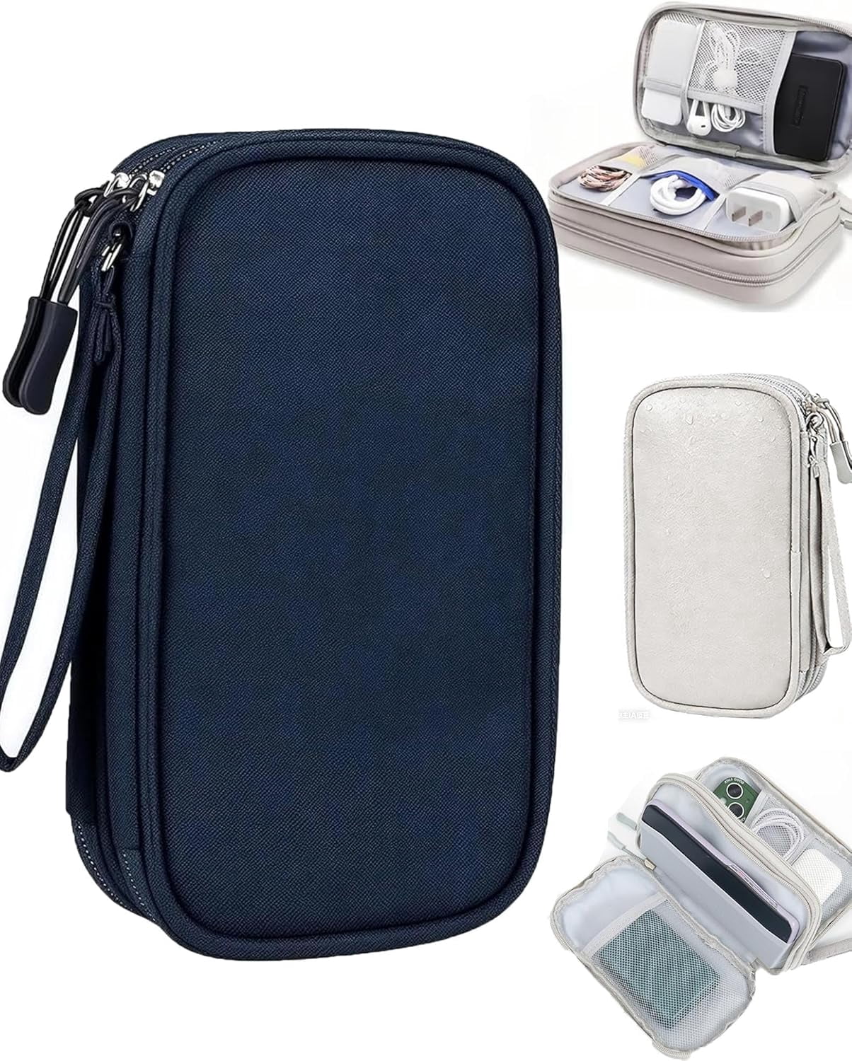 Travel Cable Organizer Pouch, Double Layers All-in-One Storage Bag for ...