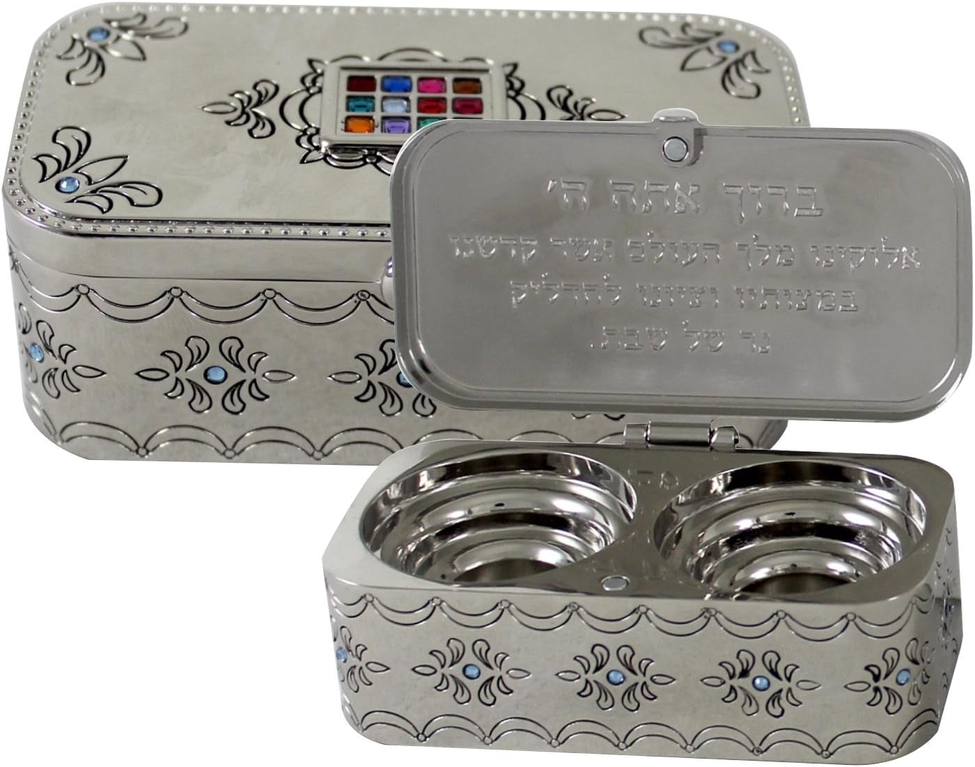 Travel Candlestick Shabbat Holiday Gift Hoshen Plate Engraved Hebrew ...