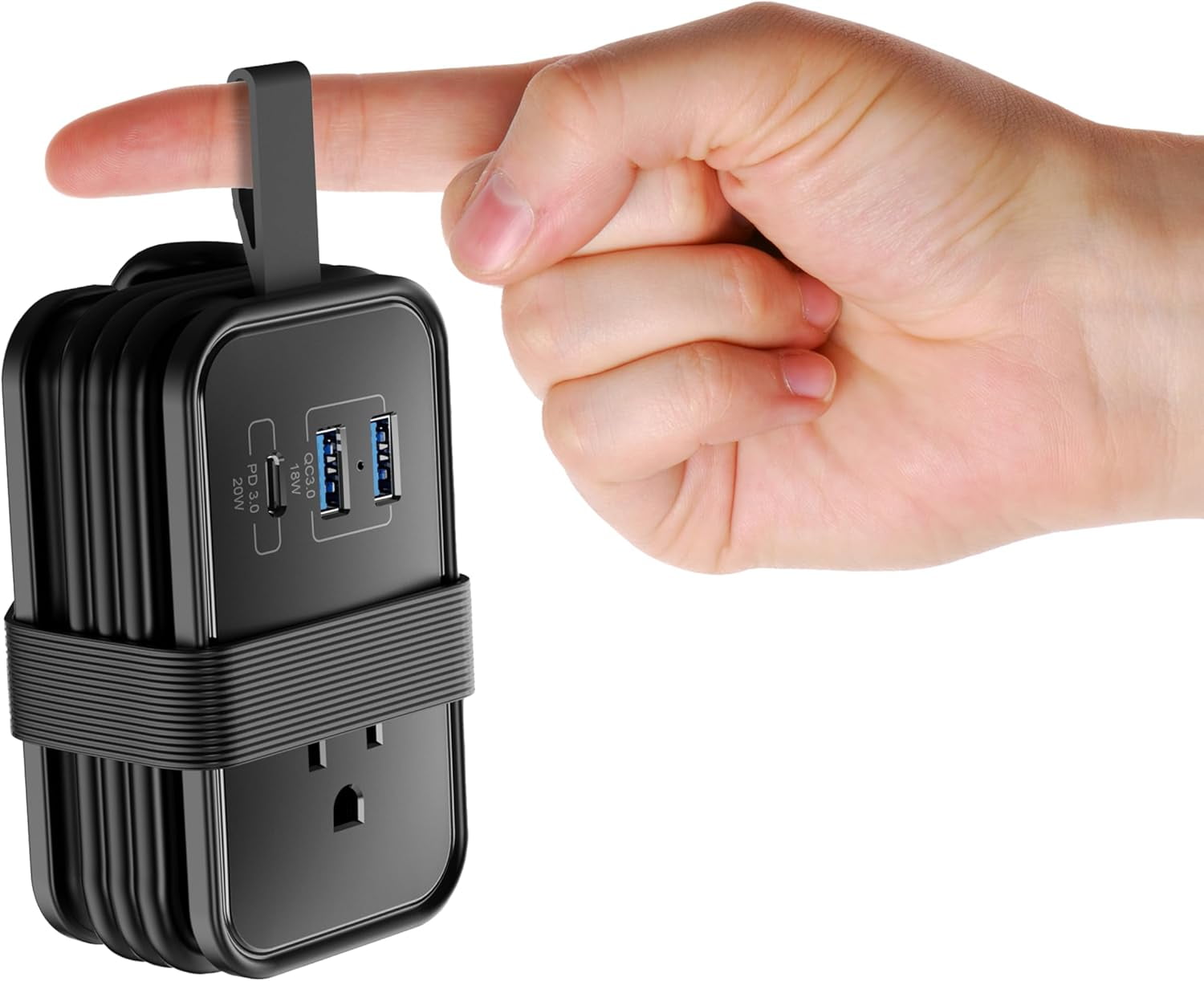 Travel Charger for Multiple Devices Flat Plug Power Strip 3ft Travel ...