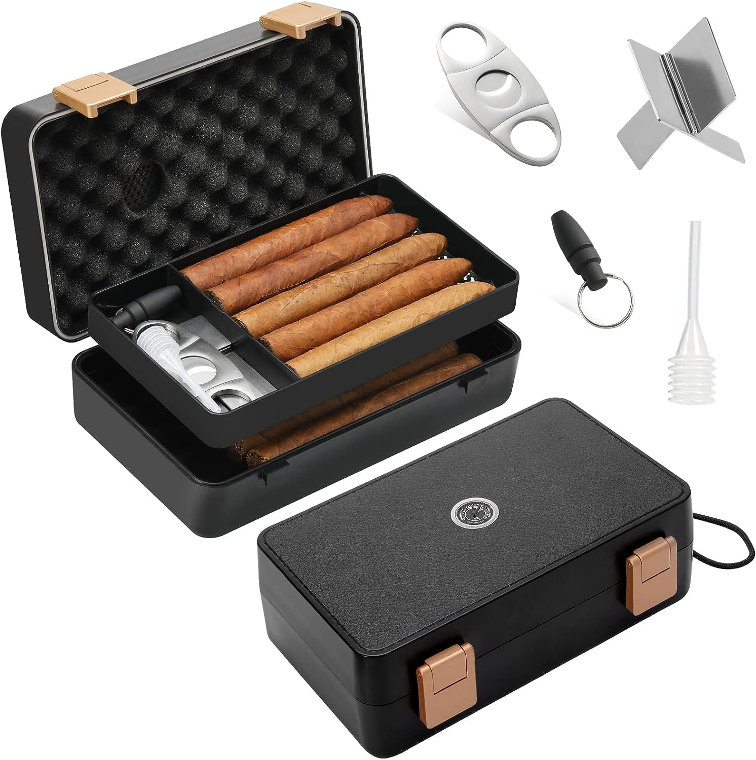 Travel Cigar Humidor Box Case Double layer design with Cigar ...