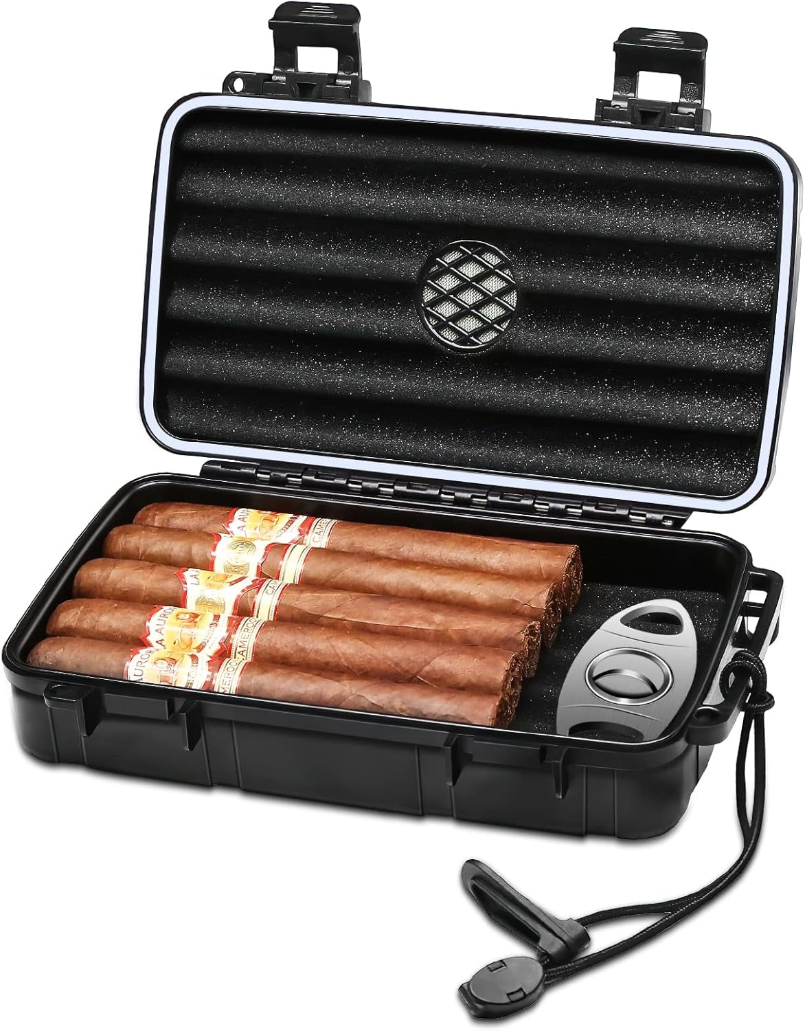 Travel Cigar Humidor Case - Portable Cigar Box with Humidifier Disc ...