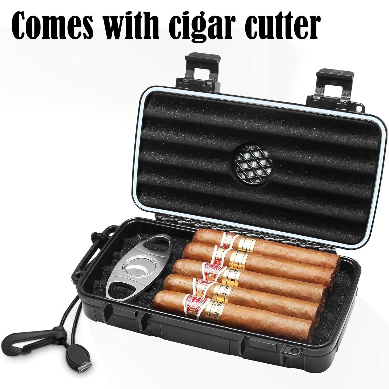 Travel Cigar Humidor Case - Portable Cigar Box with Humidifier Disc ...