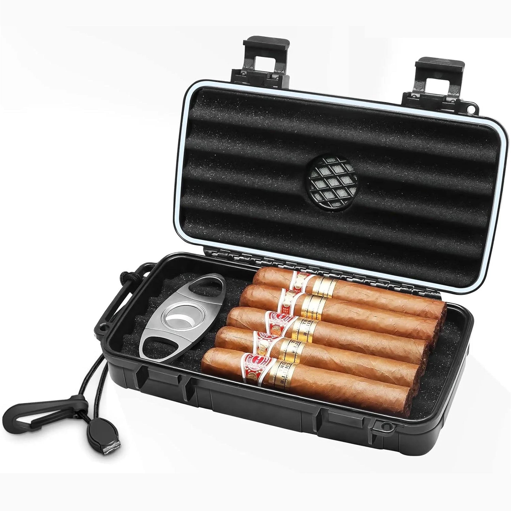 Travel Cigar Humidor Case - Portable Cigar Box with Humidifier Disc ...