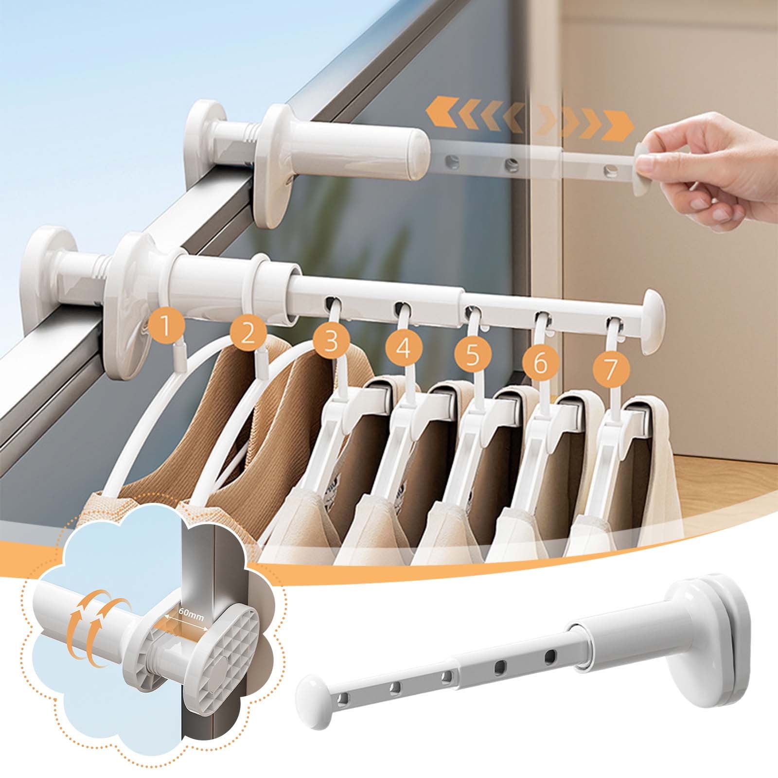 Travel Clothes Rack, Telescopic Drying Rod, Extendable, Folding Design ...