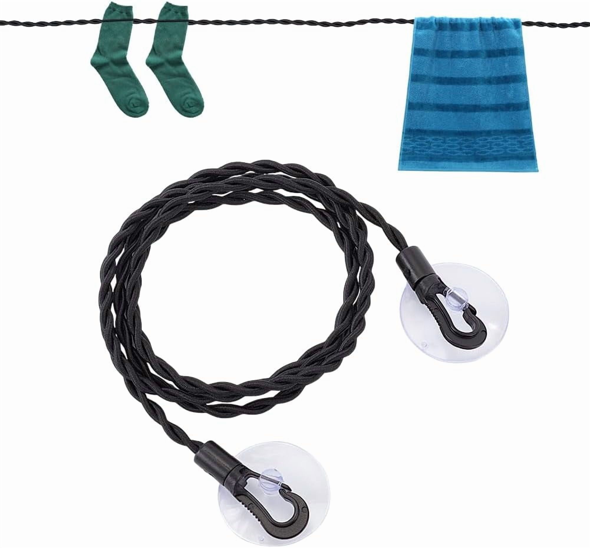 Travel Clothesline Black Nylon Stretch Rope Portable Retractable ...