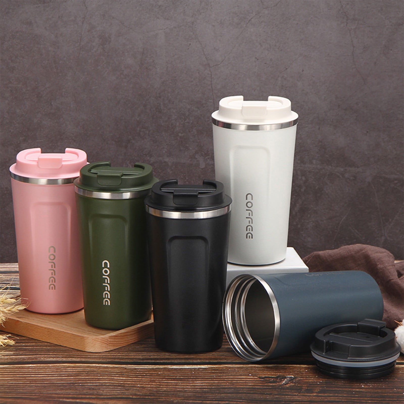 Travel Coffee Mug Spill Proof Leakproof Insulated Coffee Mug with Screw Lid, Stainless Steel ...