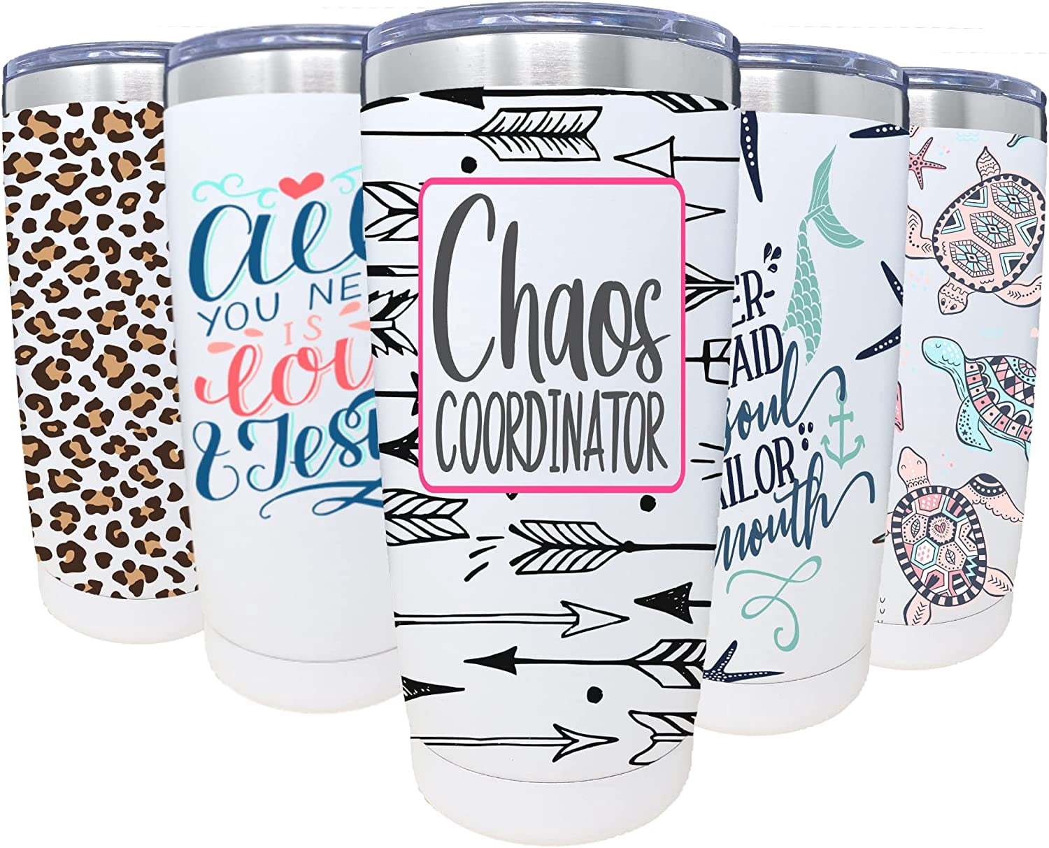 Travel Coffee Mug Tumbler w/ Slider Lid | 20oz Spill Proof Stainless ...