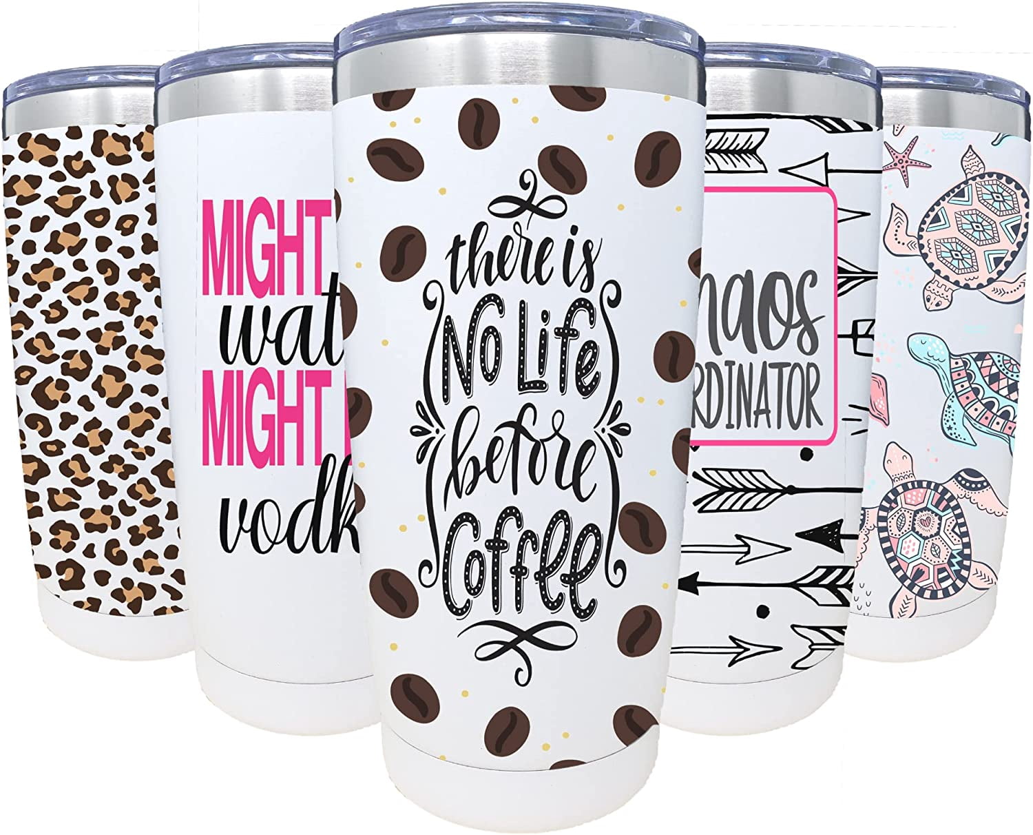 Travel Coffee Mug Tumbler w/ Slider Lid | 20oz Spill Proof Stainless ...