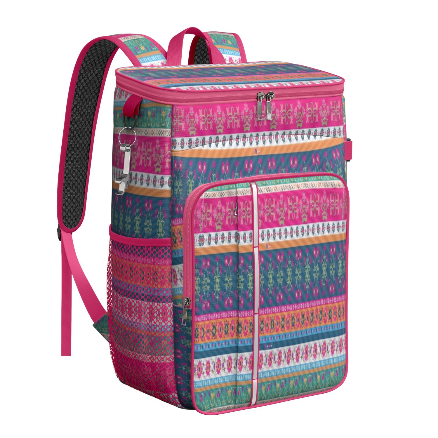 Travel Cooler Bag - Boho Bohemia Pioneer Flower Geometric Line Art ...