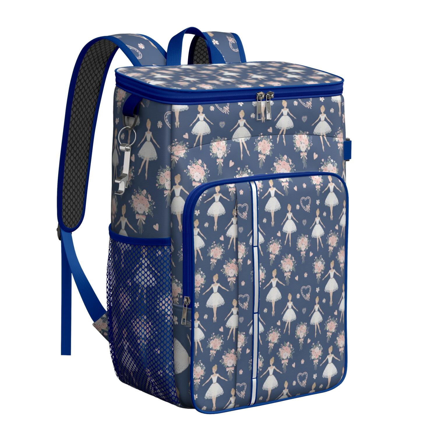 Travel Cooler Bag - Dark Blue Ballerina Flower Pattern Camping Beer ...