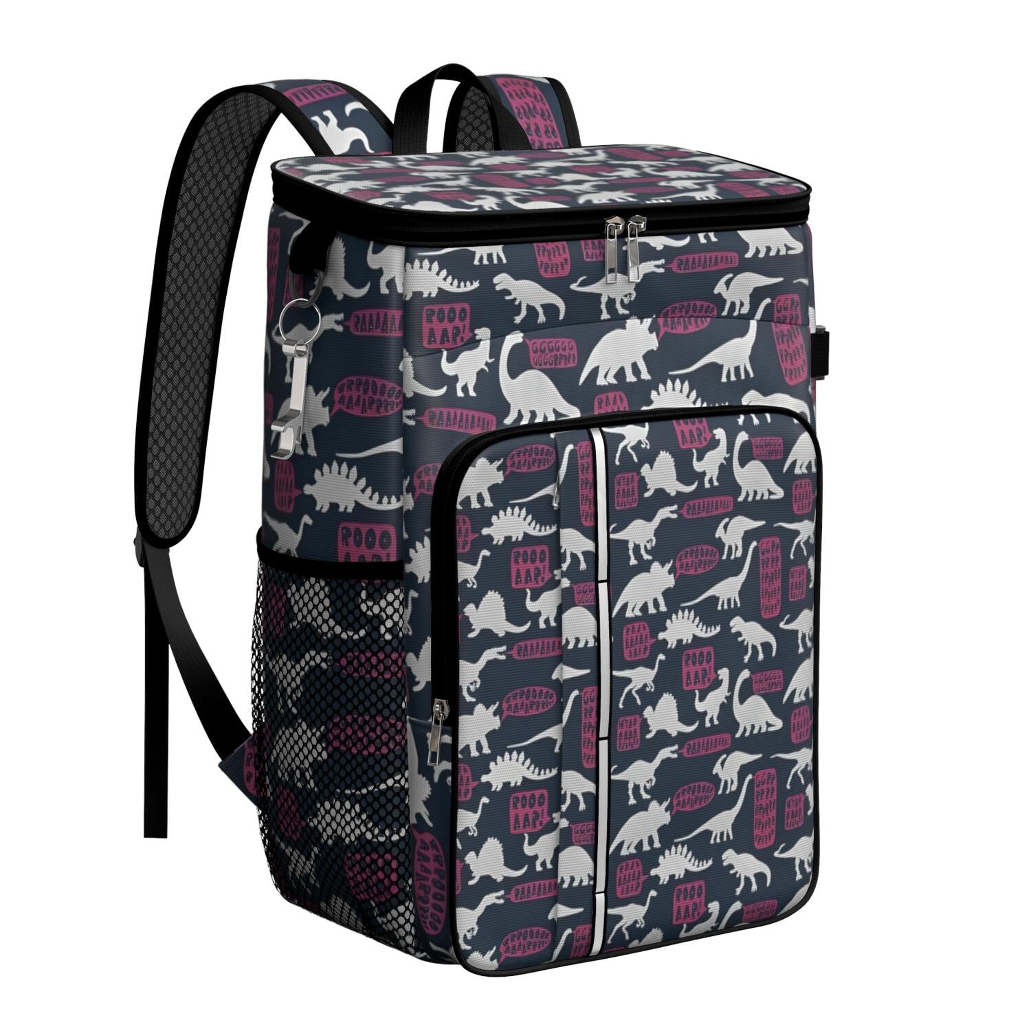Travel Cooler Bag - DarkBlue Cartoon Dinosaurs SpeechBubbles Pattern ...