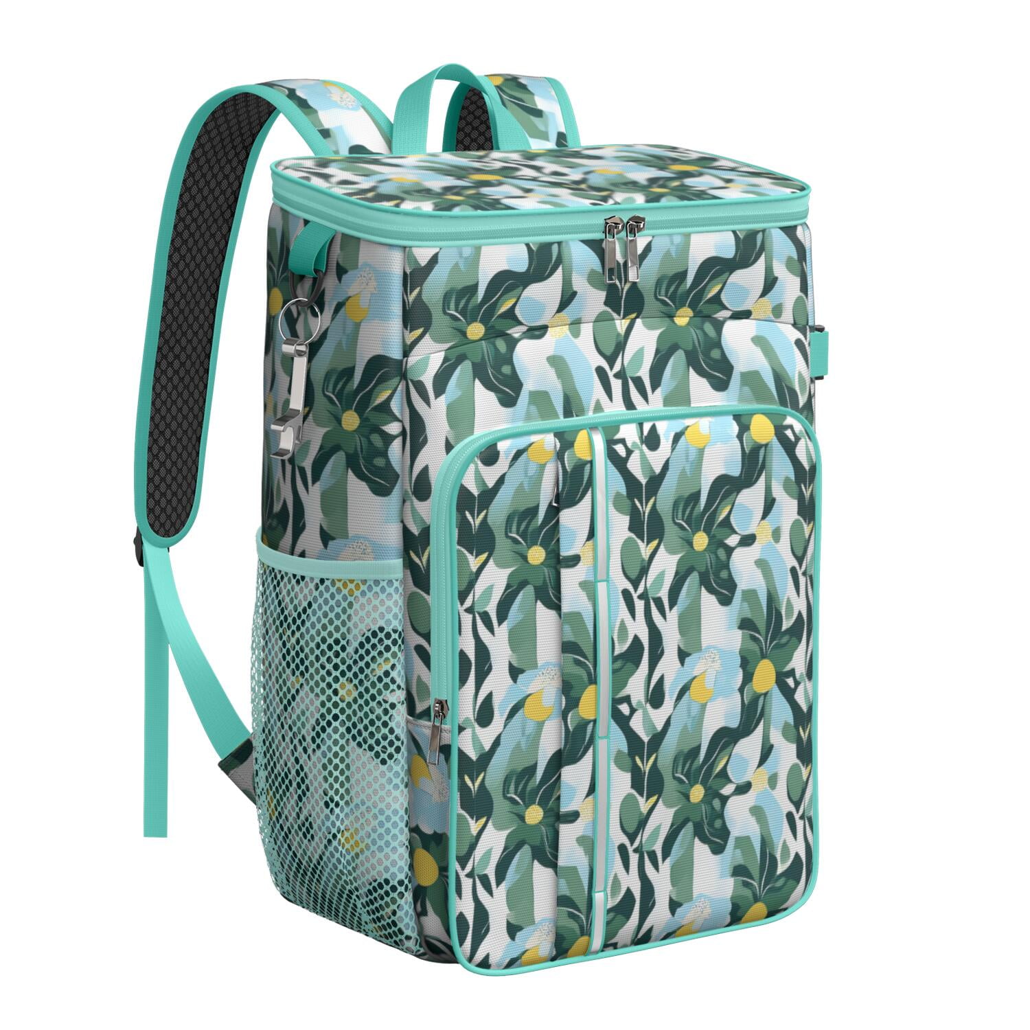 Travel Cooler Bag - Floral Pattern Camping Beer Cooler Backpack with ...