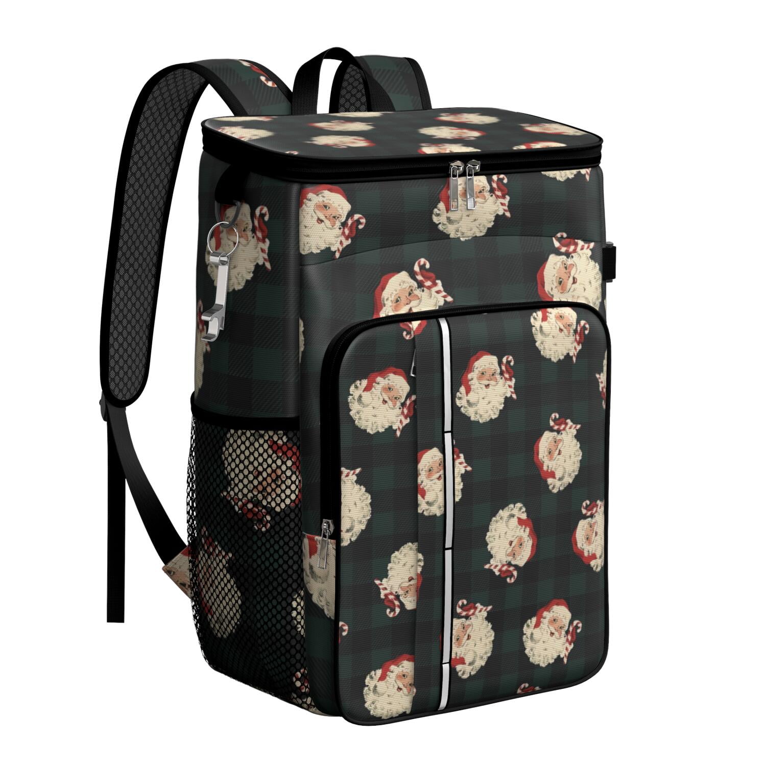 Travel Cooler Bag - Green and Black Christmas Plaid Santa Pattern ...