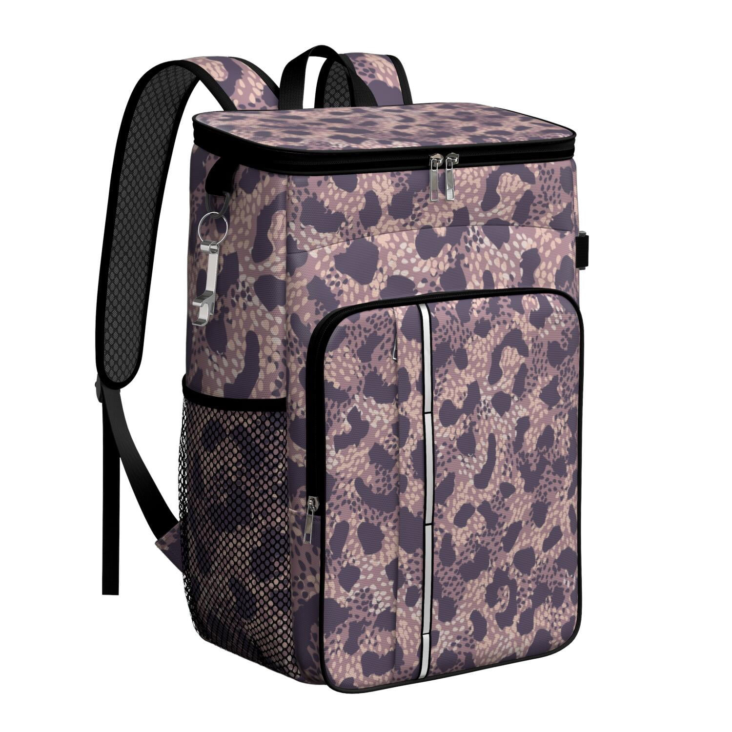 Travel Cooler Bag - Purple and Pink Leopard Pattern Camping Beer Cooler ...