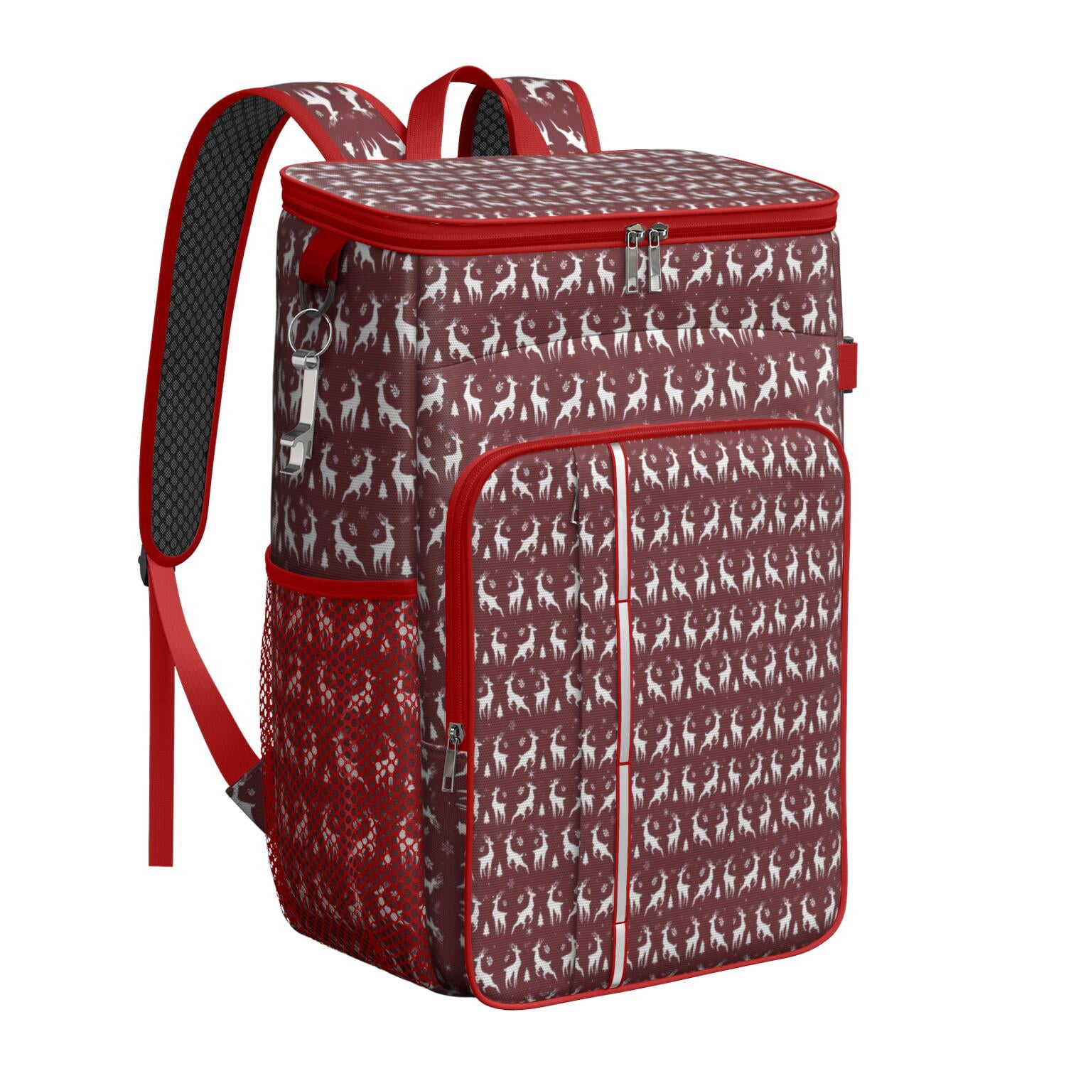 Travel Cooler Bag - Red Christmas Deer Pattern Camping Beer Cooler ...