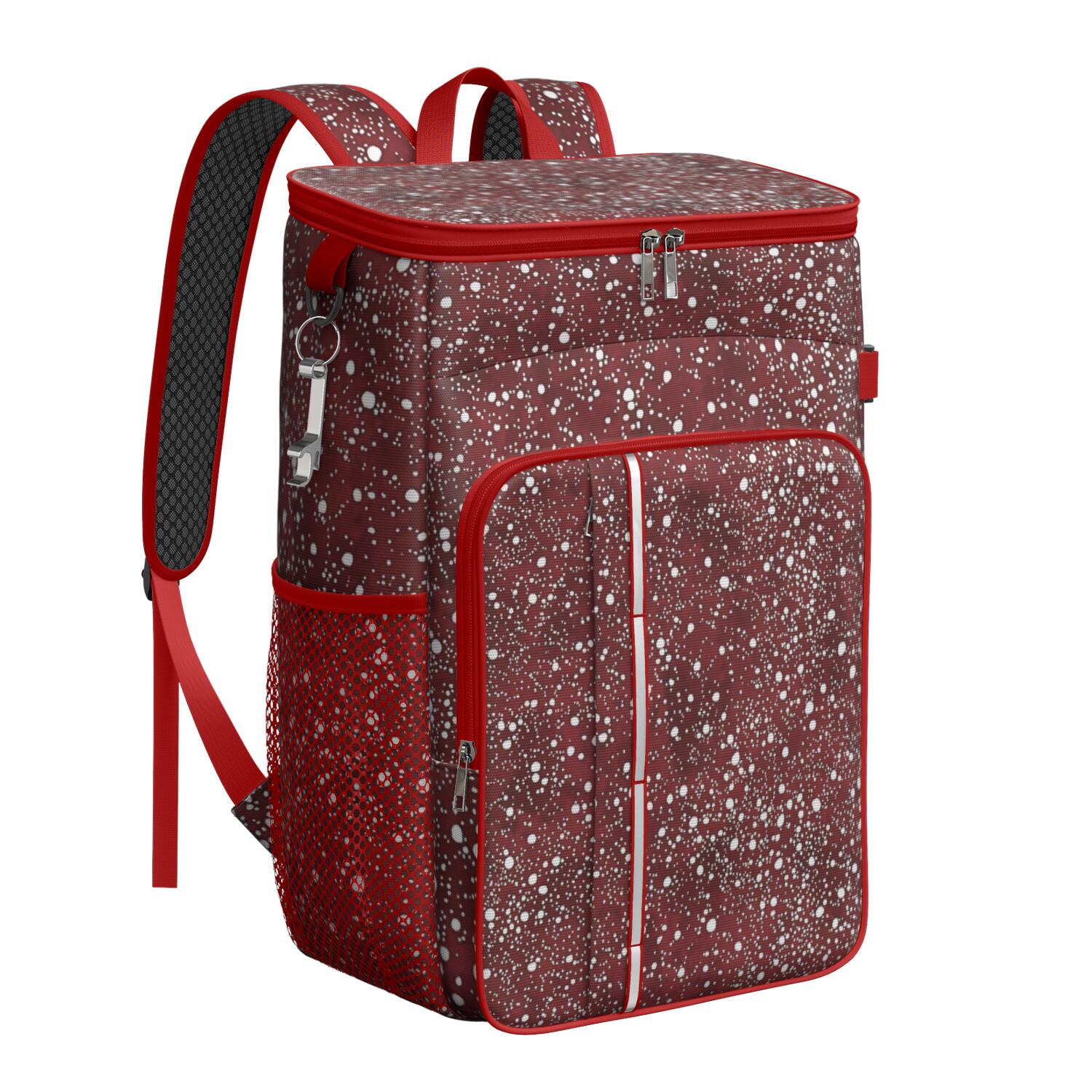 Travel Cooler Bag - Red Christmas Snow Pattern Camping Beer Cooler ...