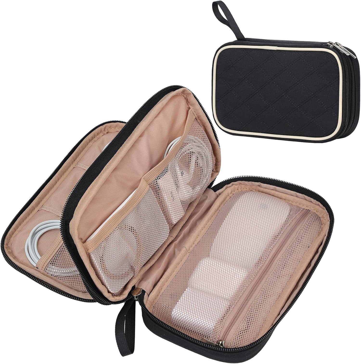 Travel Cord Organizer, Accessories Double Layer Case, Travel Essentials ...