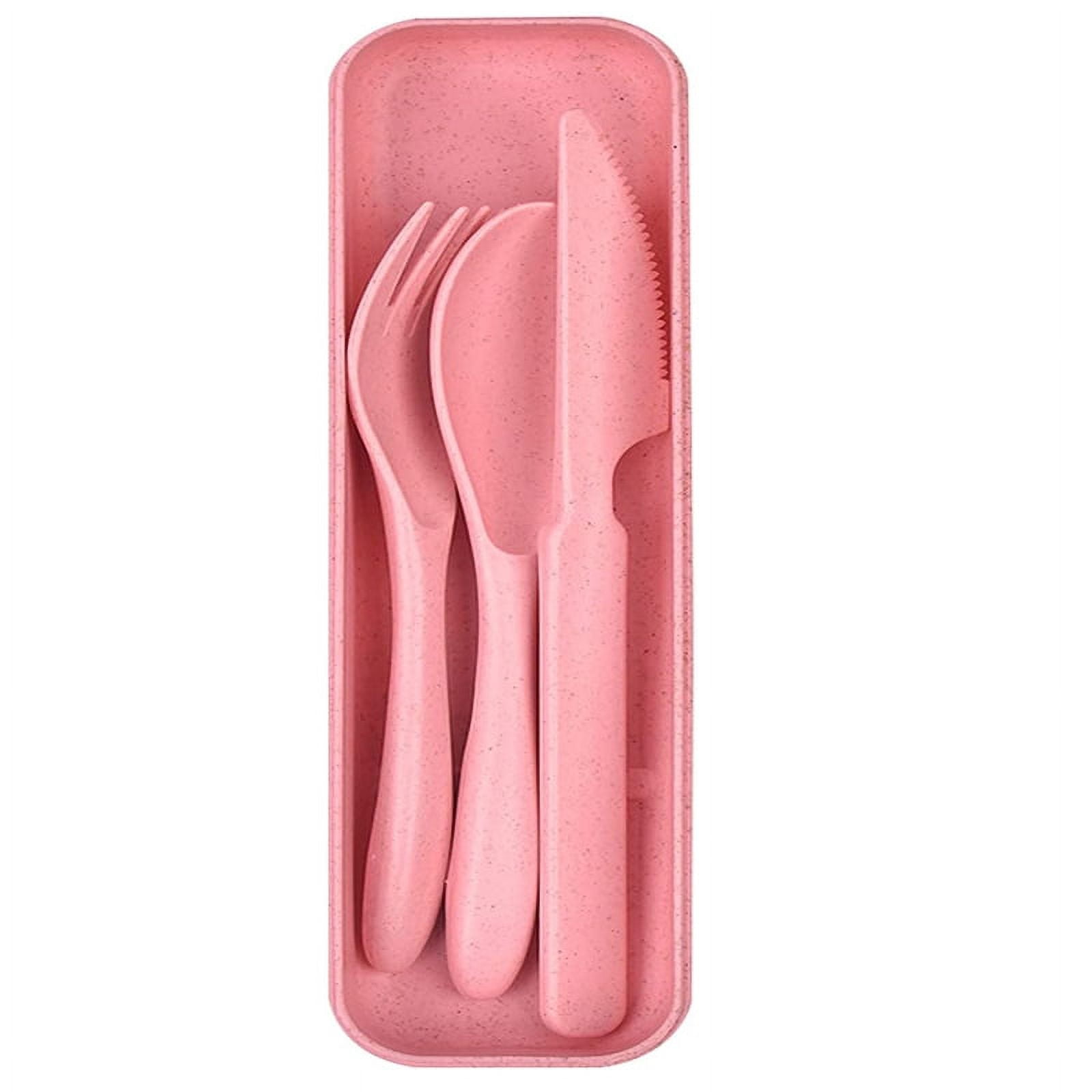 Travel Cutlery Set with Box, 2-Piece Plastic Cutlery Set Reusable ...