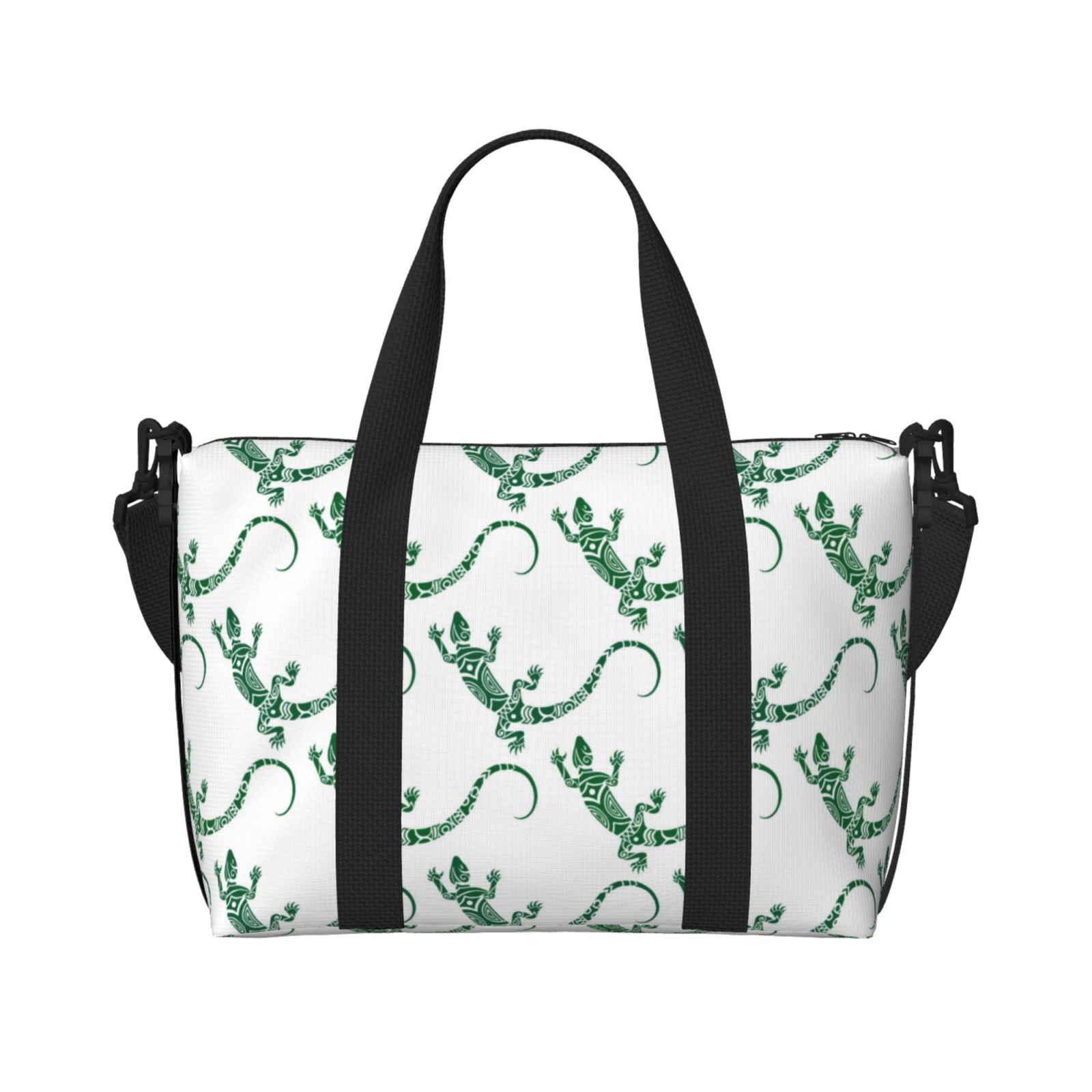 Travel Duffel Bag, Artistic Cute Lizard Gecko White Waterproof Carry On ...