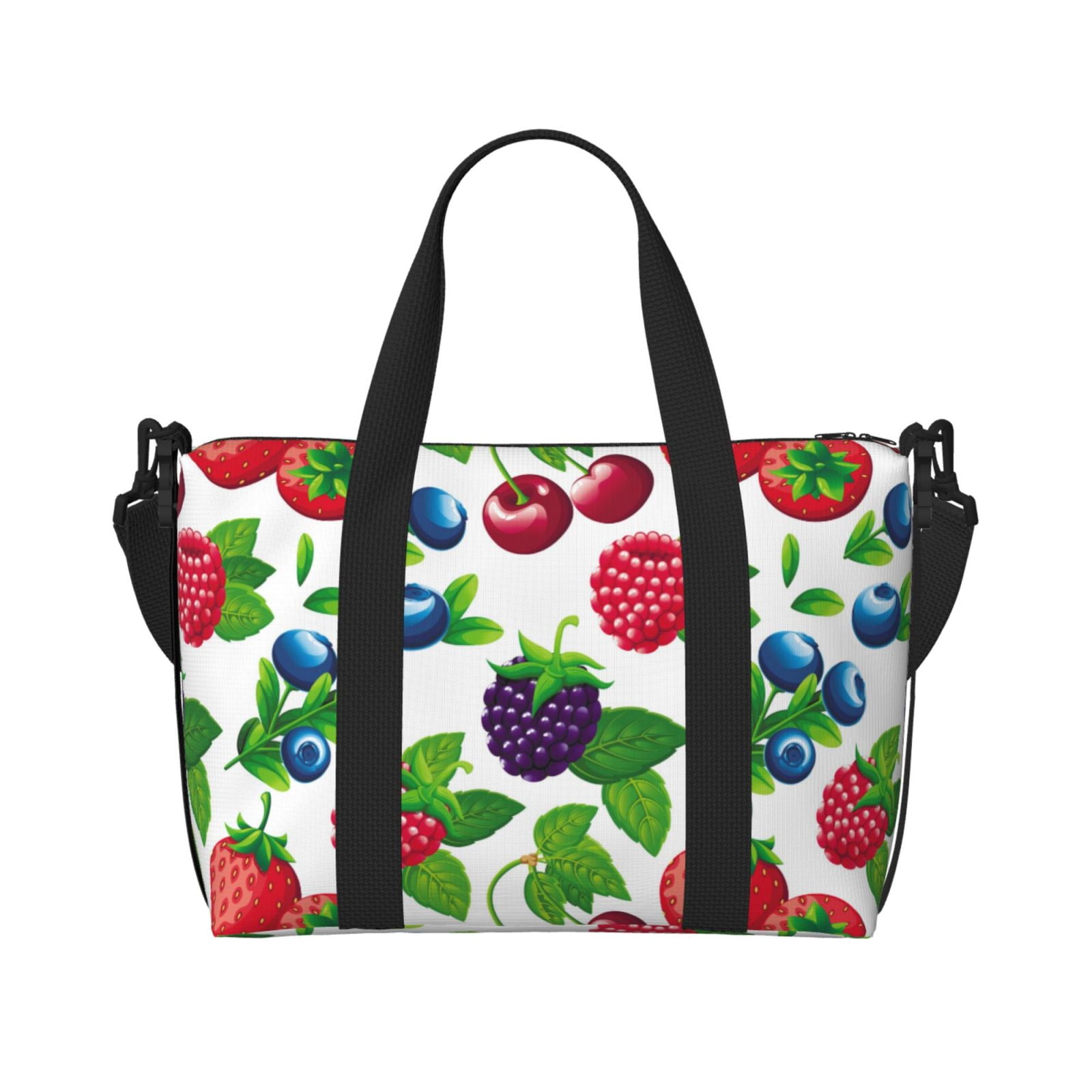 Travel Duffel Bag, Blueberry Design Strawberry Waterproof Carry On ...