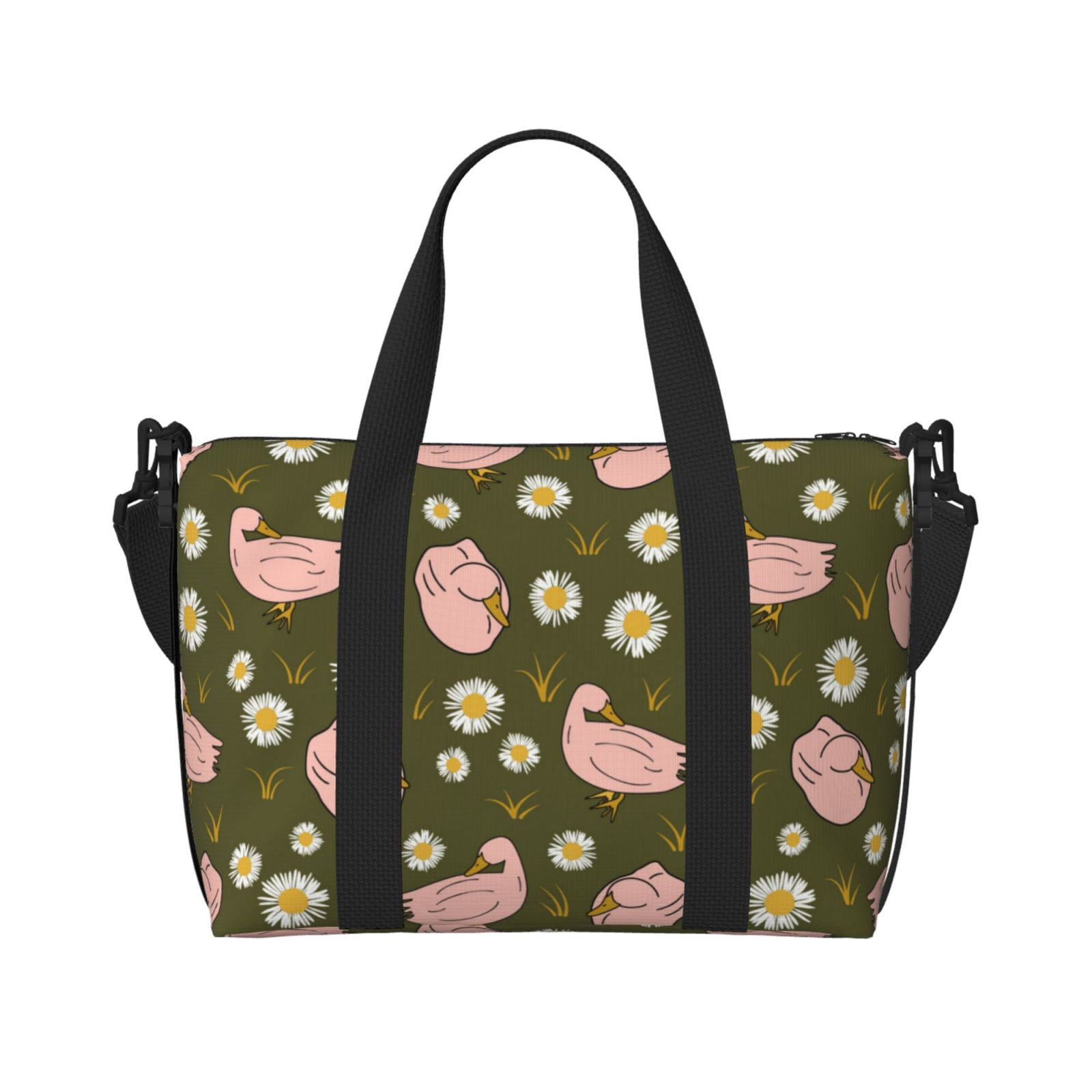Travel Duffel Bag, Cartoon Pink Cute Duck Daisy Waterproof Carry On ...
