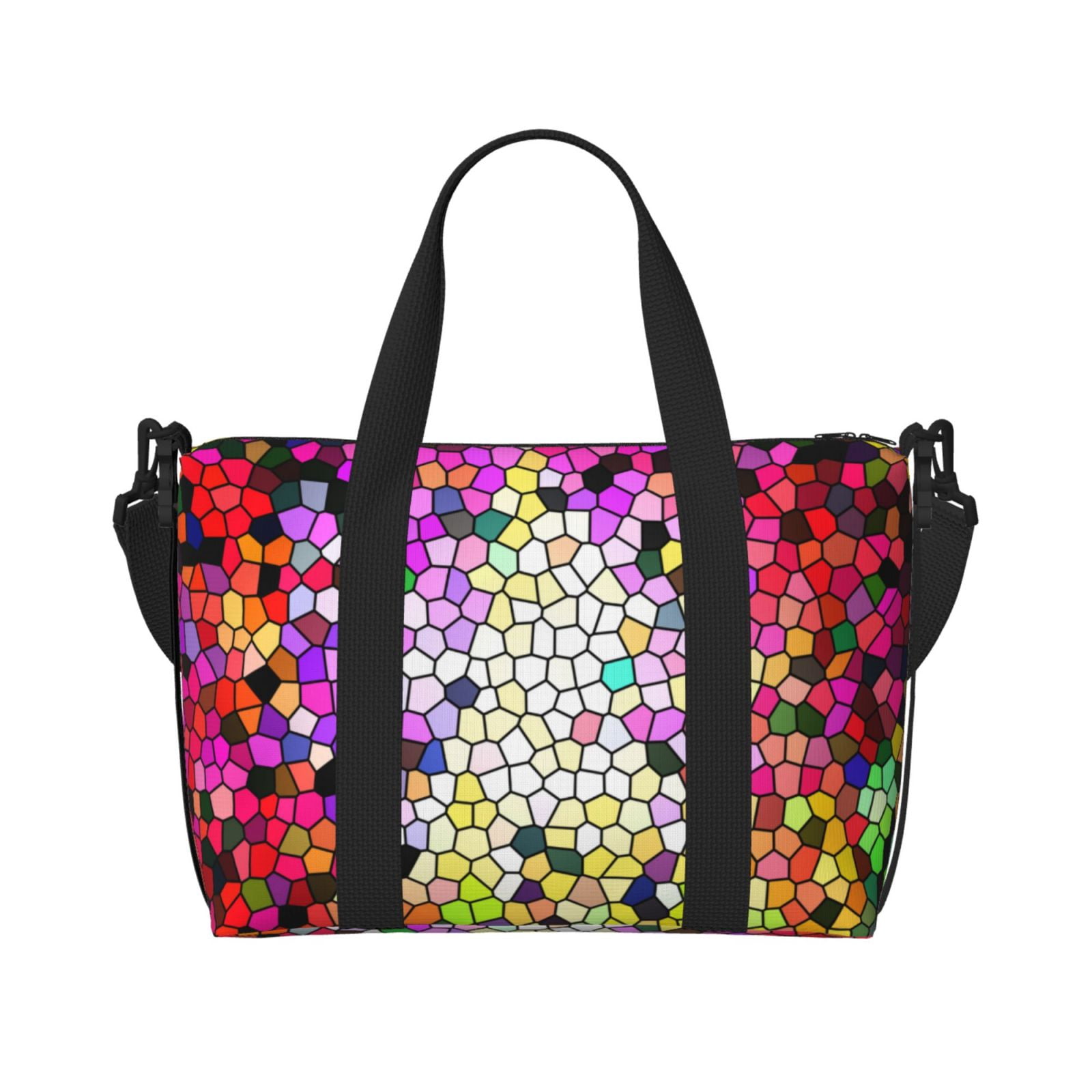 Travel Duffel Bag, Colorful Tie Dye Stained Glass 3 Waterproof Carry On ...