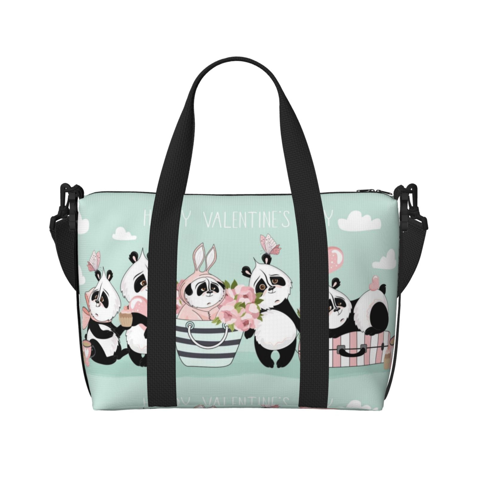 Travel Duffel Bag, Happy Valentine's Day，Cute Panda Waterproof Carry On ...