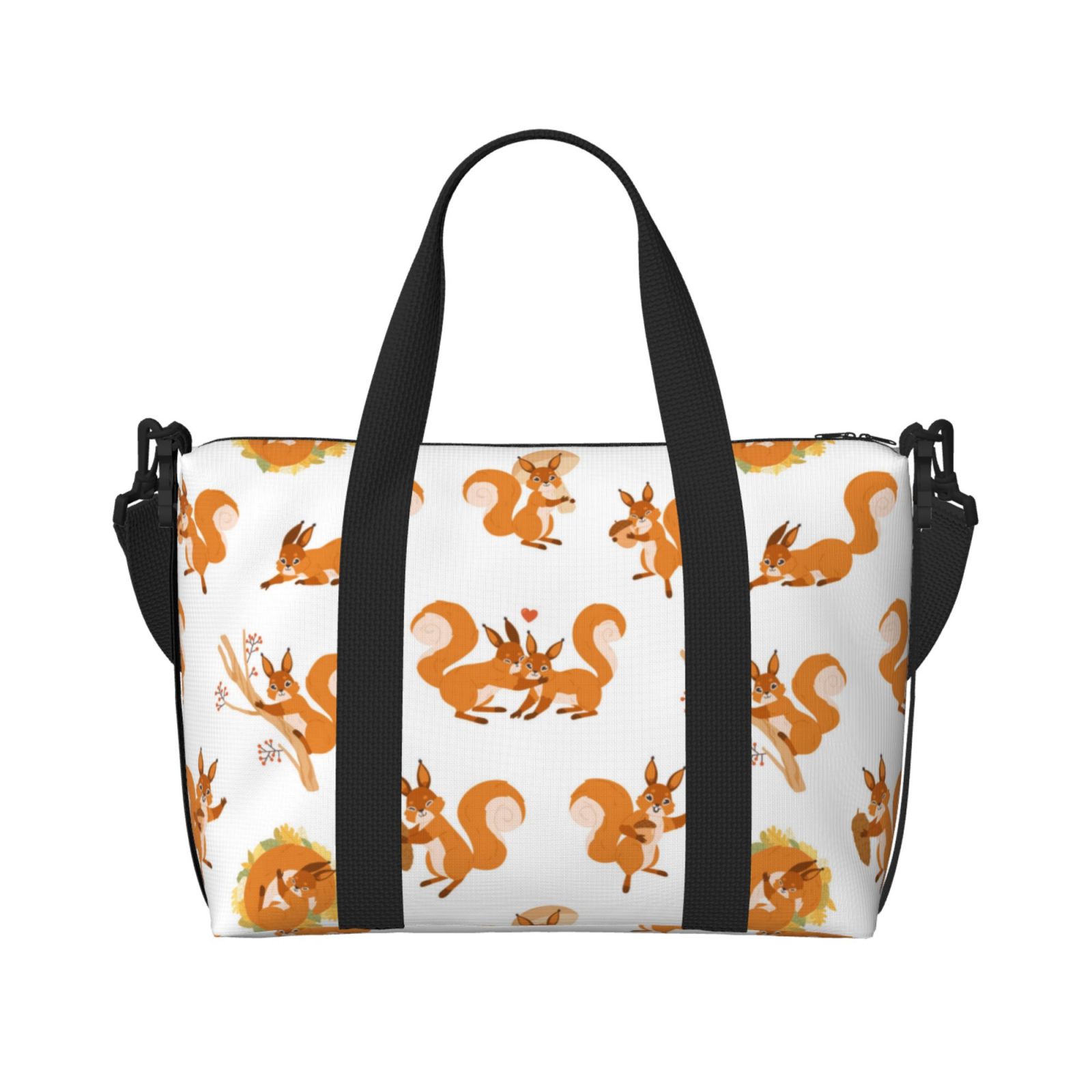 Travel Duffel Bag, Minimalist Cartoon Cute Squirrel Waterproof Carry On ...