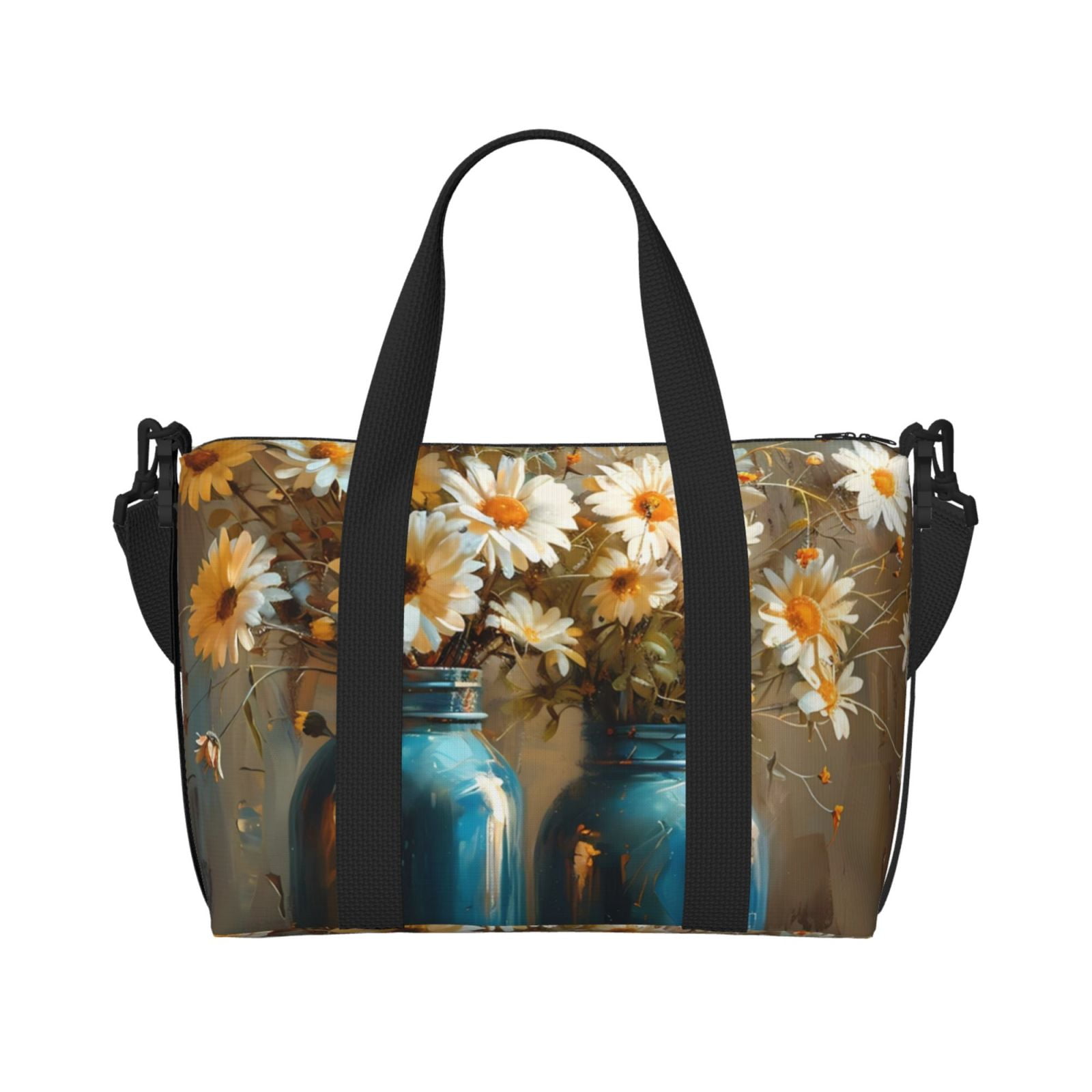 Travel Duffel Bag, Rustic Daisy Mason Jars Waterproof Carry On ...