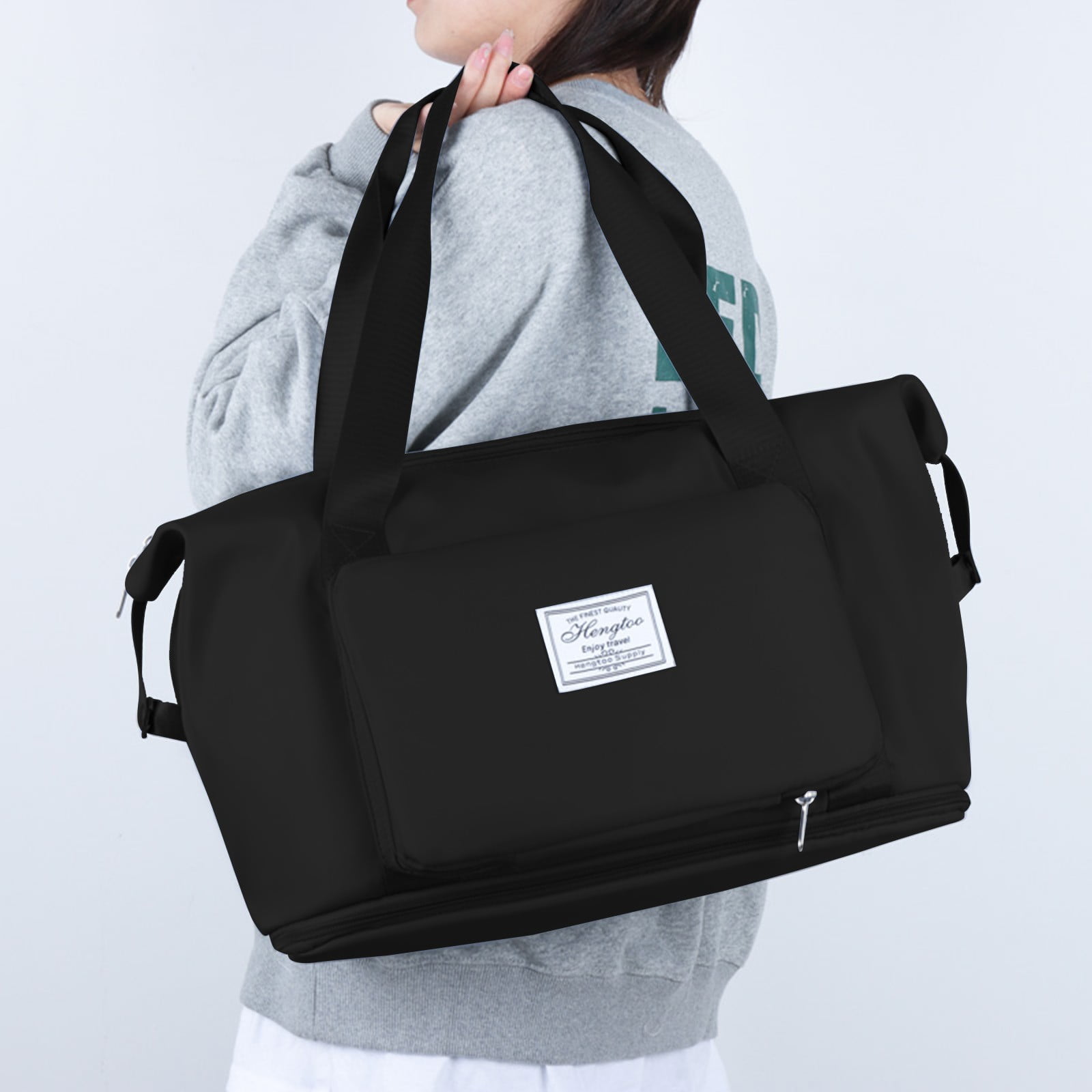 Travel Duffel Bag Sports Gym Bag With Separate Shoe Compartment Folding ...