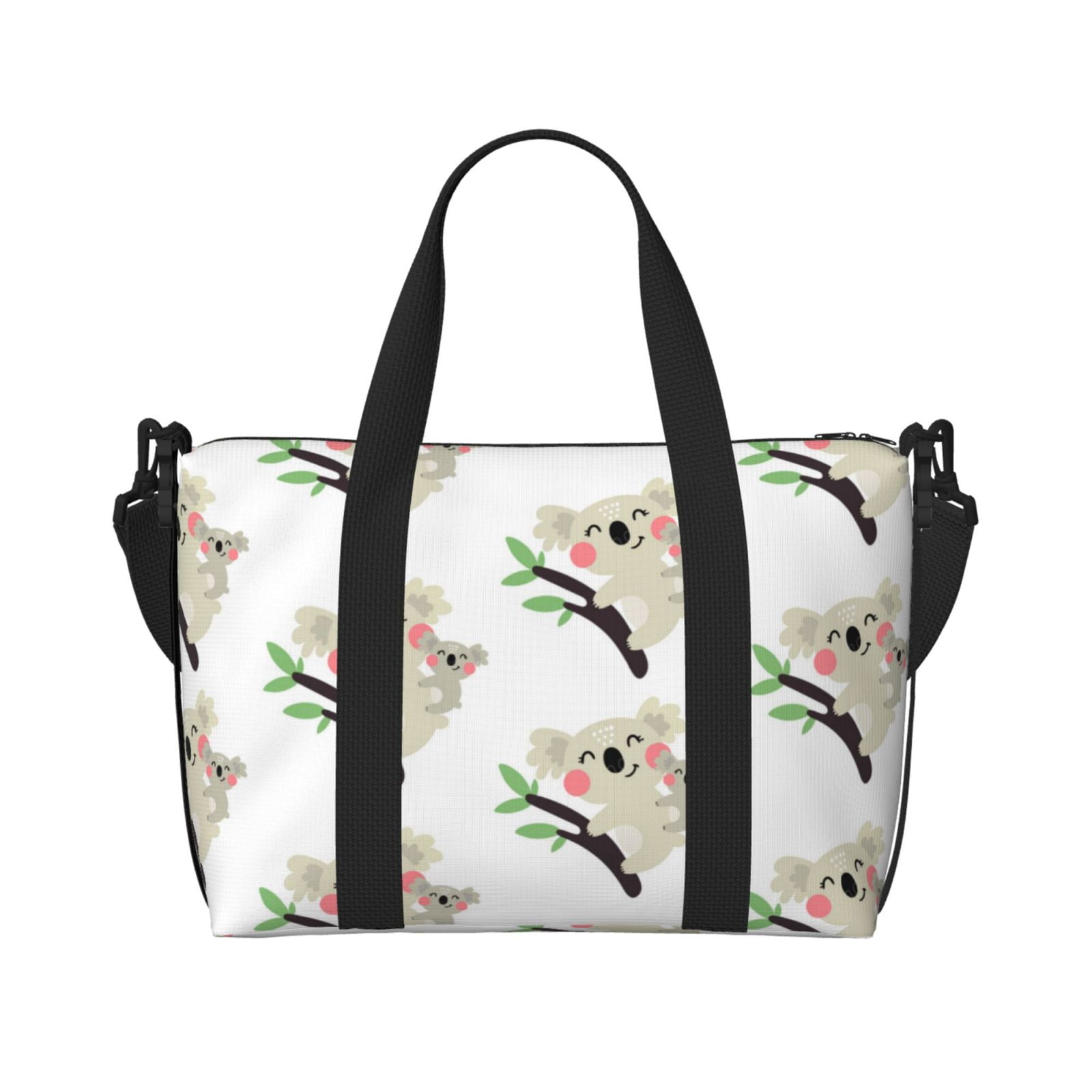 Travel Duffel Bag, White Gray Koala Print Waterproof Carry On Overnight ...