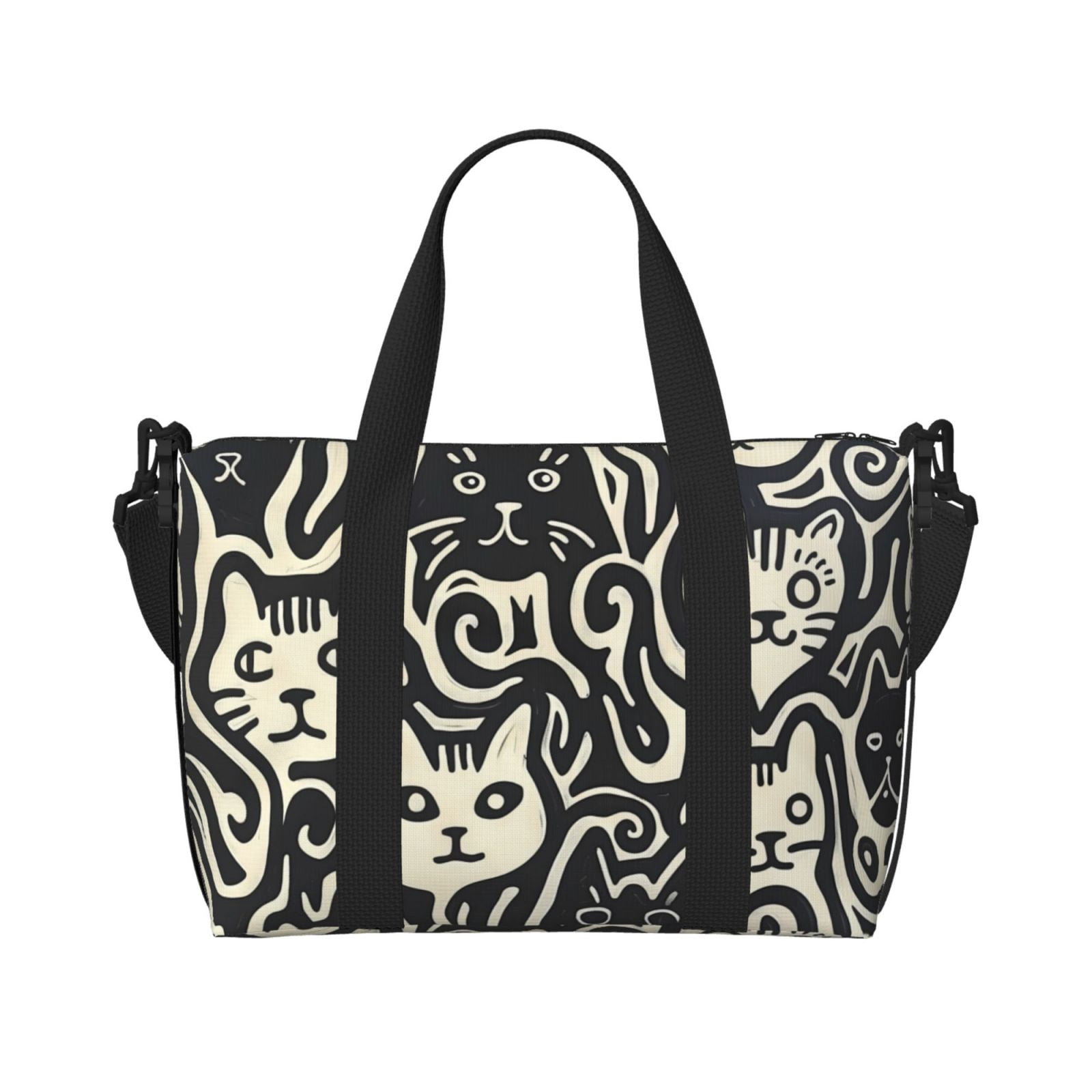 Travel Duffle Bag - Abstract Cat Faces Pattern Weekender Bags for Women ...
