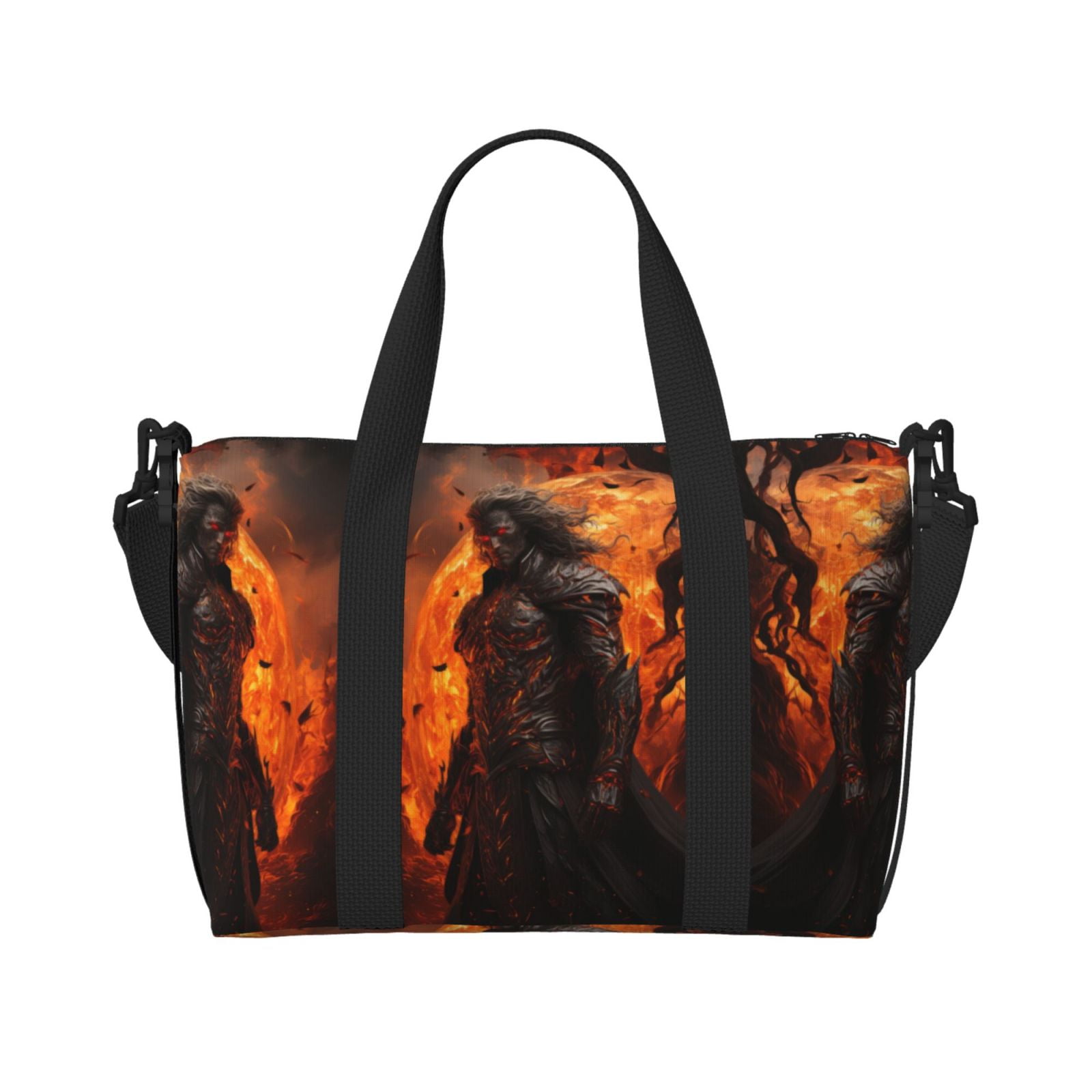 Travel Duffle Bag Angry Fireball Flame Warrior Travel Tote Bags Carry ...