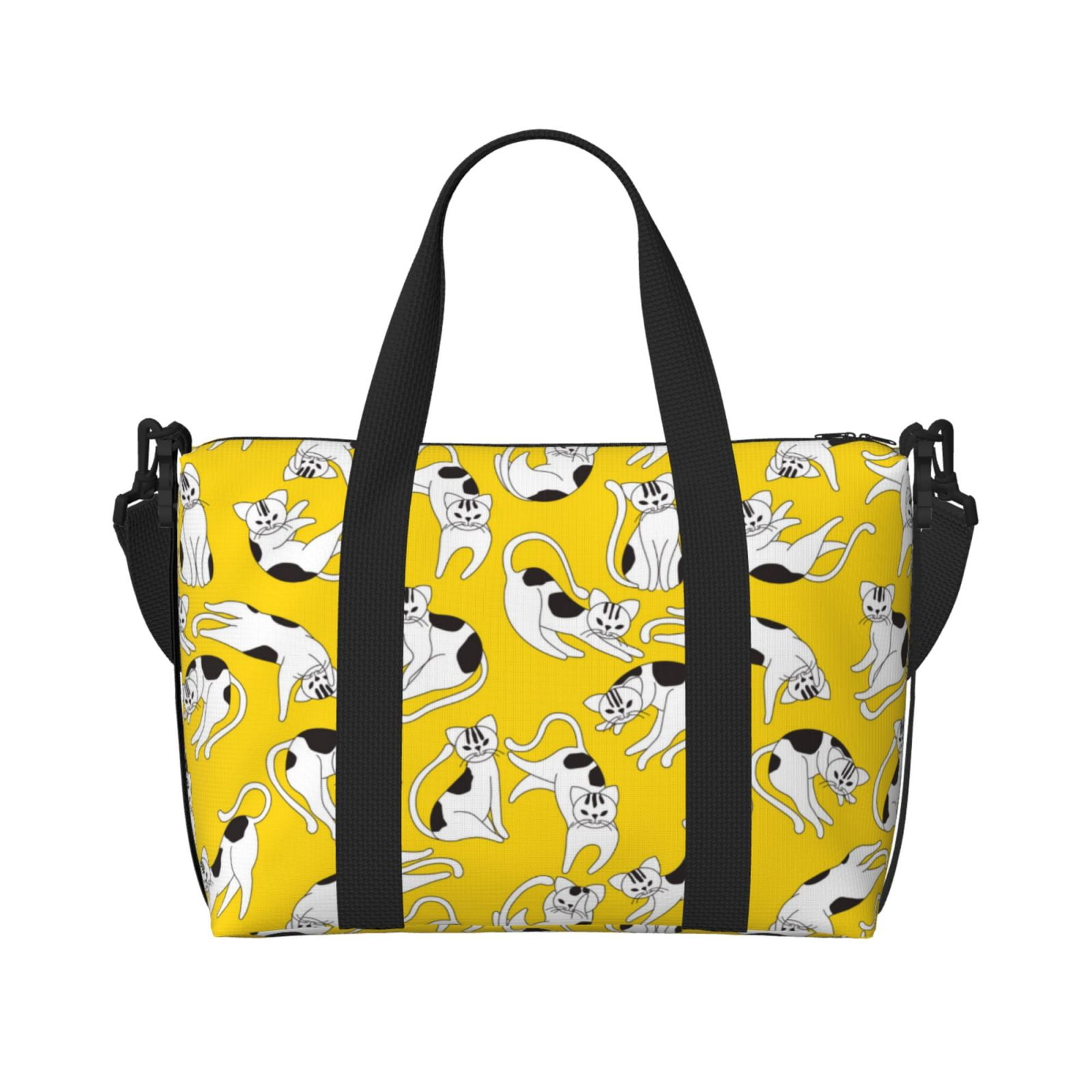 Travel Duffle Bag Artistic Cute Cartoon Cat Yellow Travel Tote Bags ...