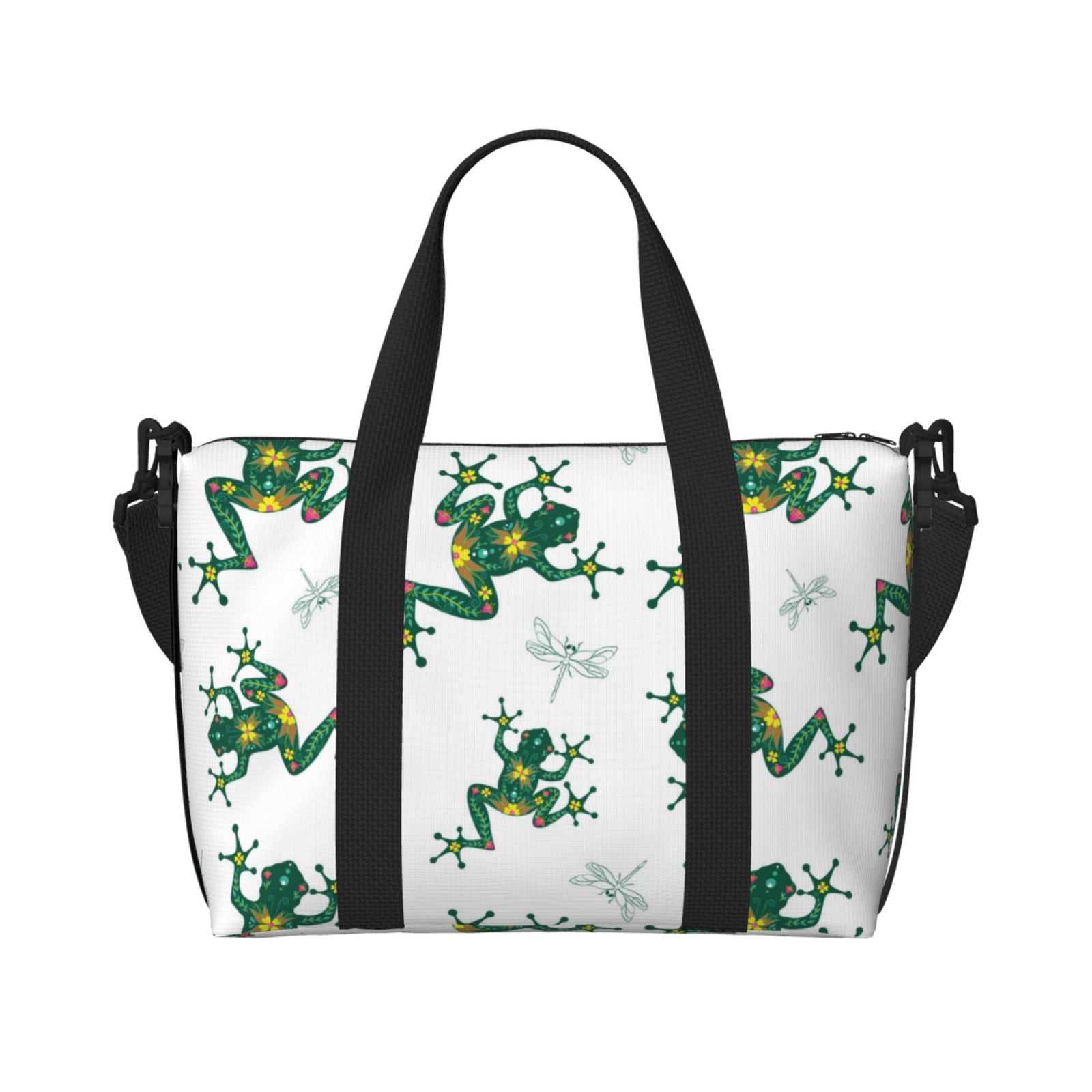 Travel Duffle Bag Artistic Cute Frog Dragonfly Travel Tote Bags Carry ...