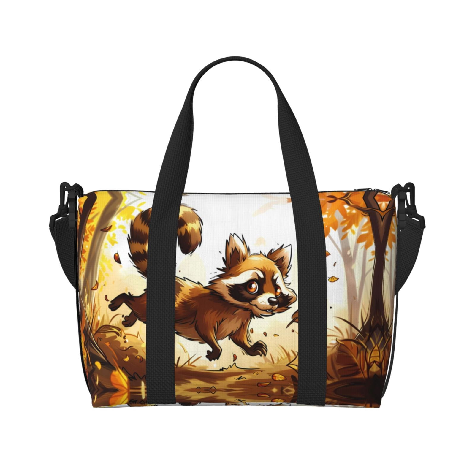 Travel Duffle Bag - Autumn Raccoon In Forest Weekender Bags for Women ...