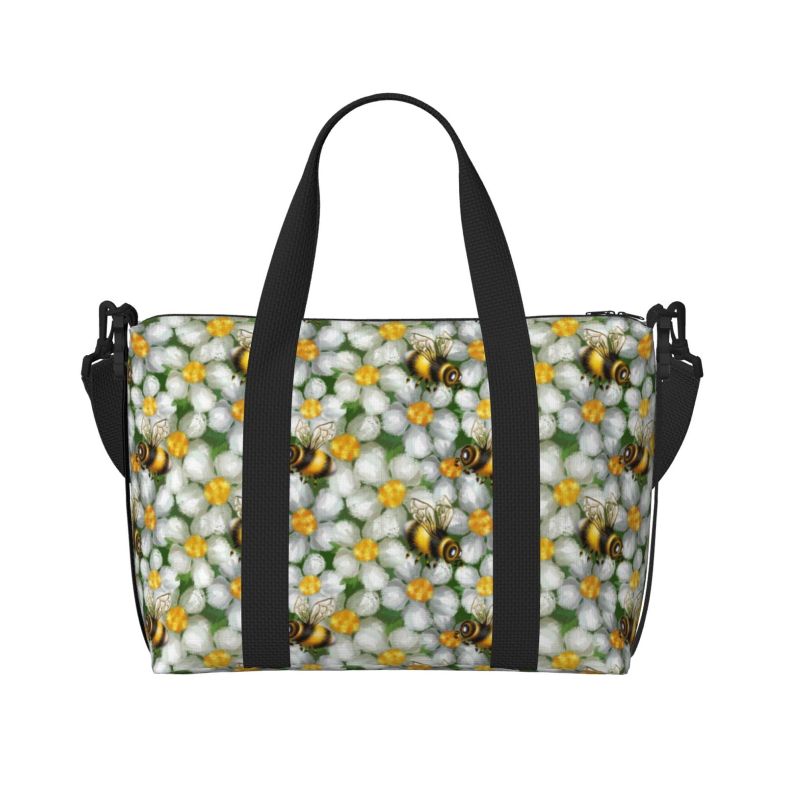 Travel Duffle Bag Bees and Flower Travel Tote Bags Carry on Luggage Waterproof Weekender Bags ...