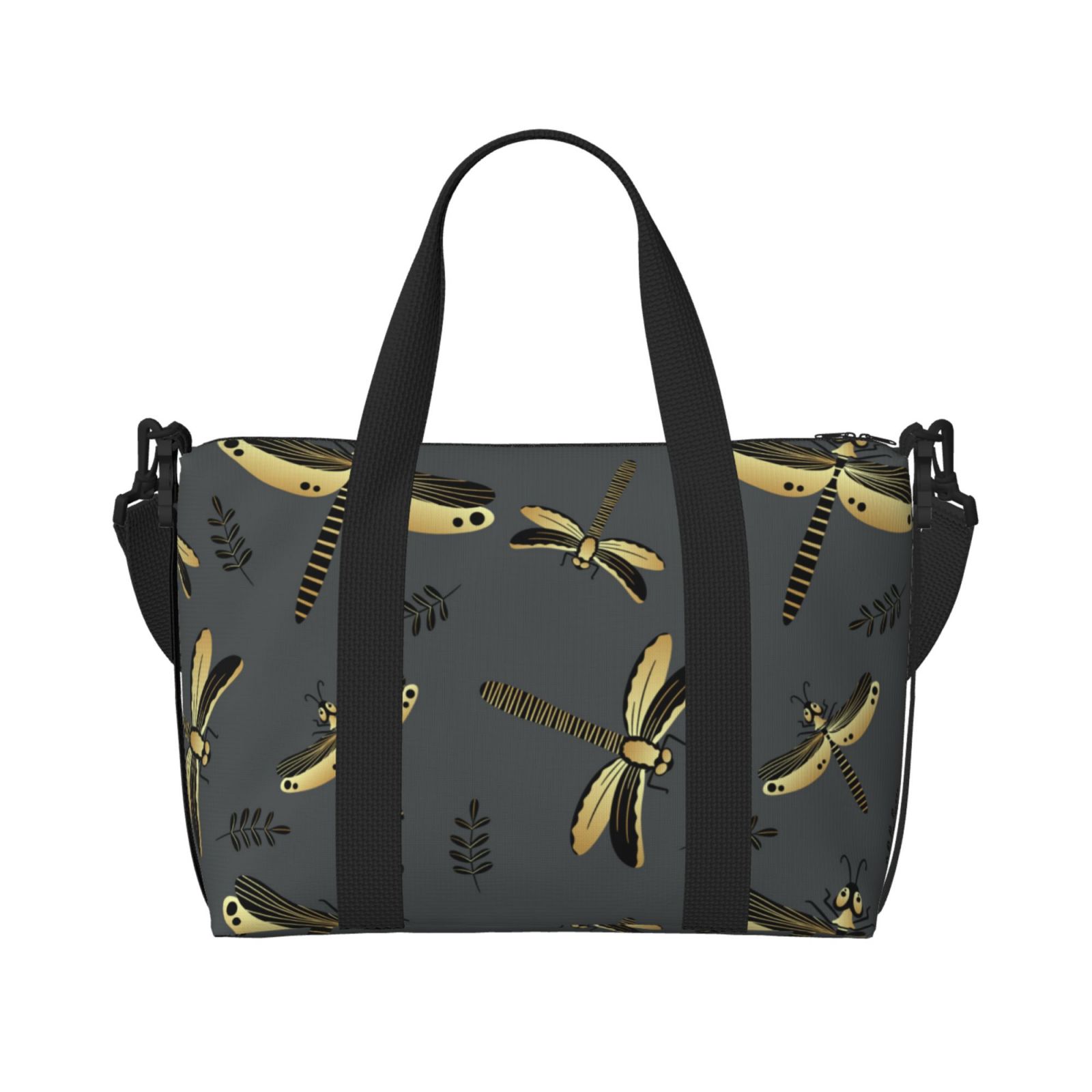 Travel Duffle Bag Black Golden Dragonfly Travel Tote Bags Carry on ...