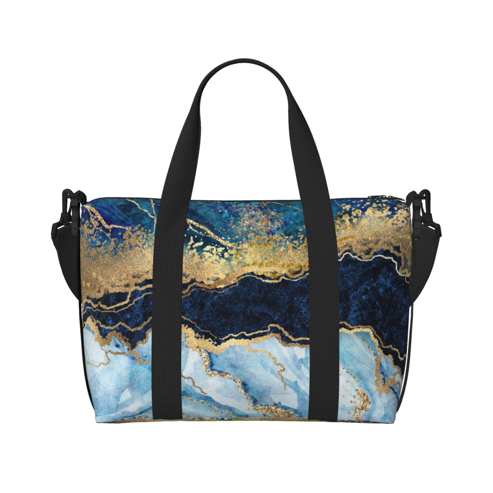 Travel Duffle Bag Blue Marble Gold Foil Glitter Decor Travel Tote Bags ...