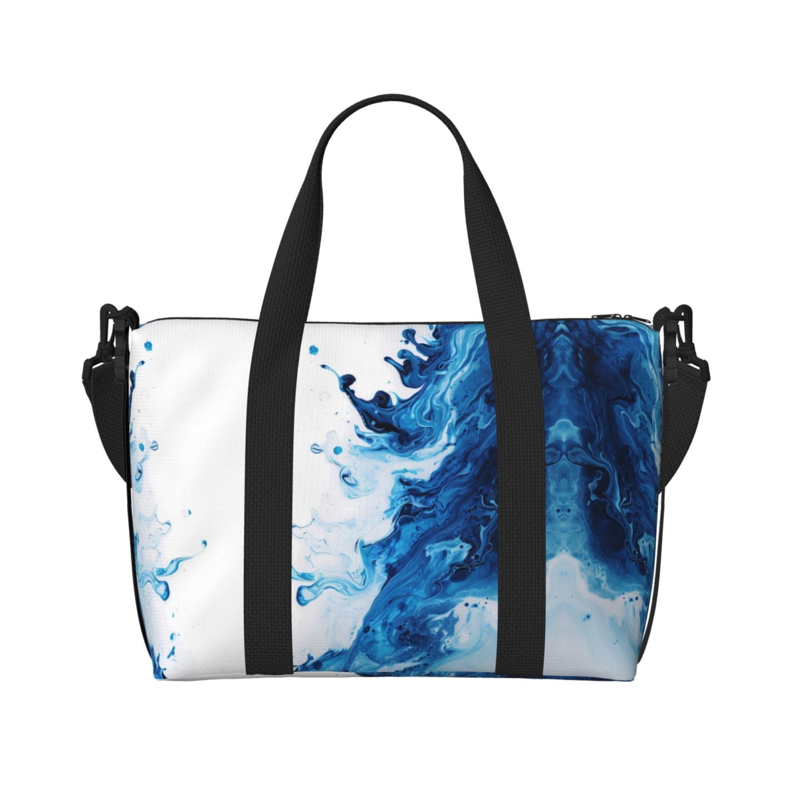 Travel Duffle Bag Blue White Fluid Art Travel Tote Bags Carry on ...